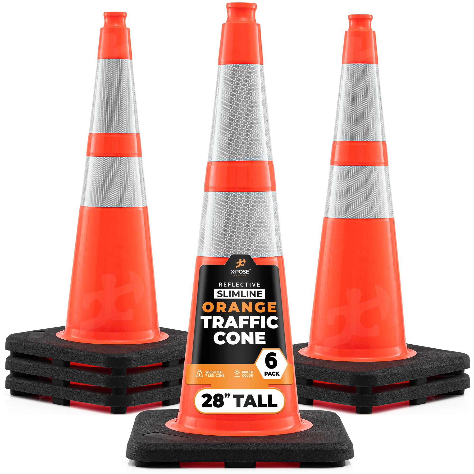 Snapklik.com : Xpose Safety 28 Inch Orange Slim Line Traffic Cones