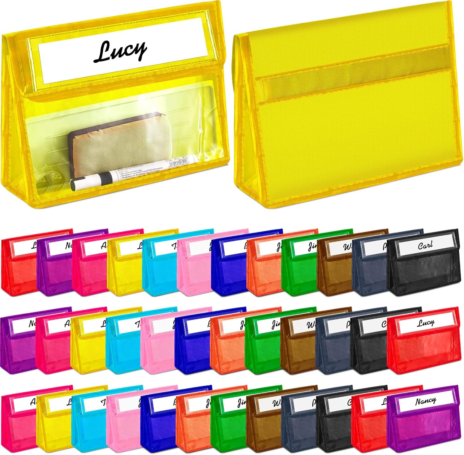 Amazon.com: Lewtemi 36 Pcs Magnetic Storage Pockets Whiteboard ...