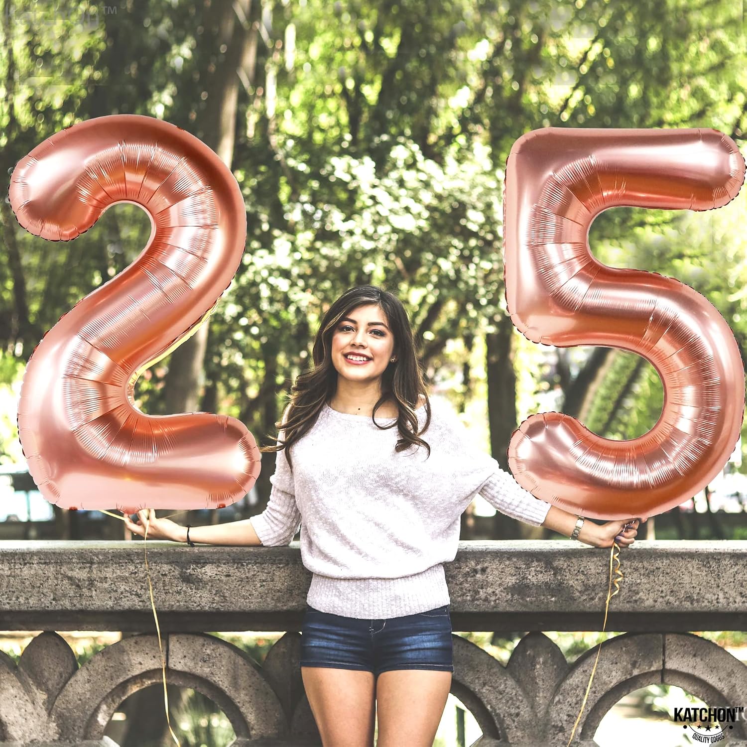 Buy Big, Rose Gold 25 Balloon Numbers - 40 Inch | 25 Birthday Balloons ...