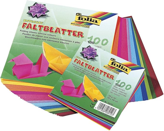 Amazon.com: Folia Origami Papers 100 Shts/pkg 10 Sheets/per Color 6 X 6 ...