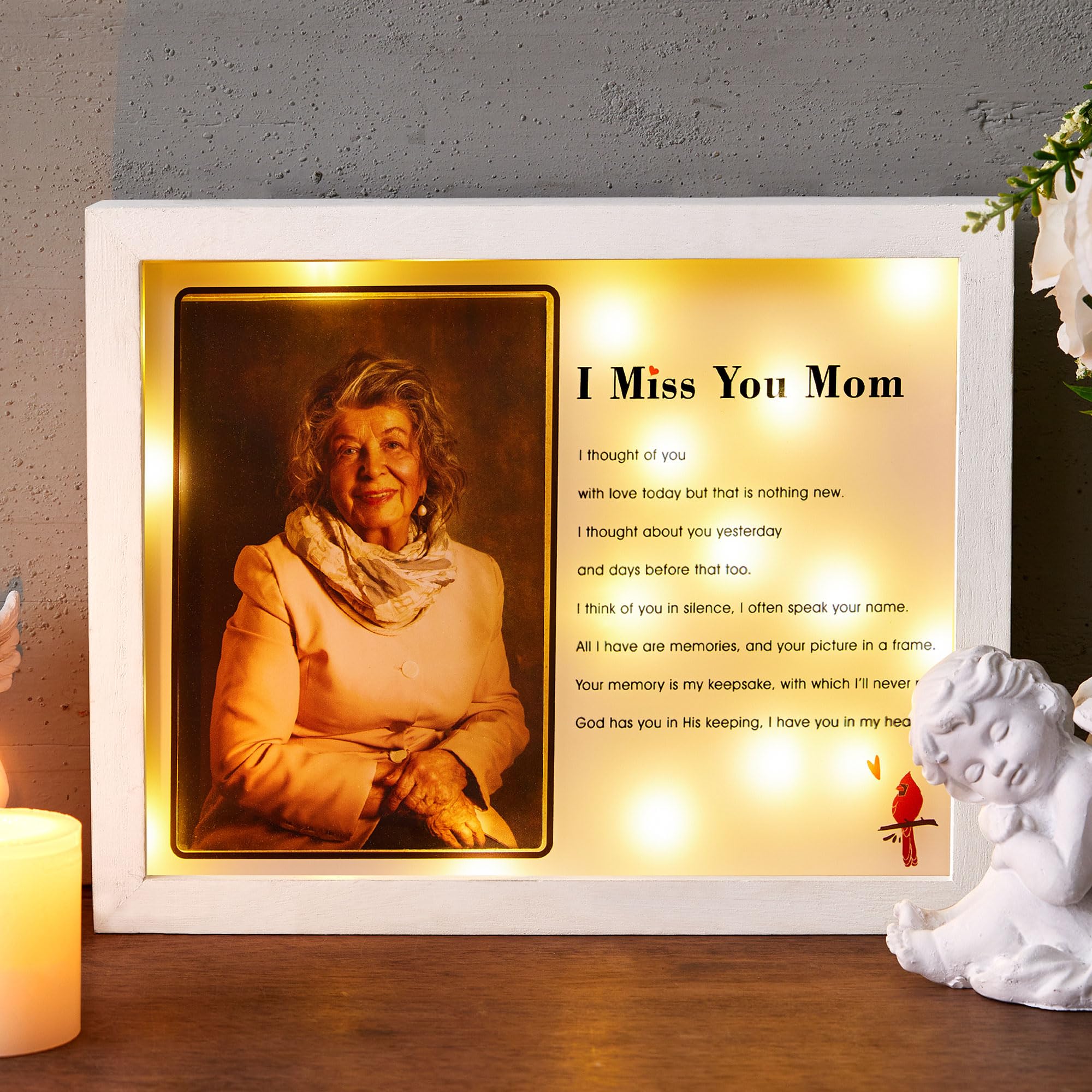 WOODEXPE Sympathy Gift LED Memorial Shadow Box 8x10 Memorial Gifts for ...