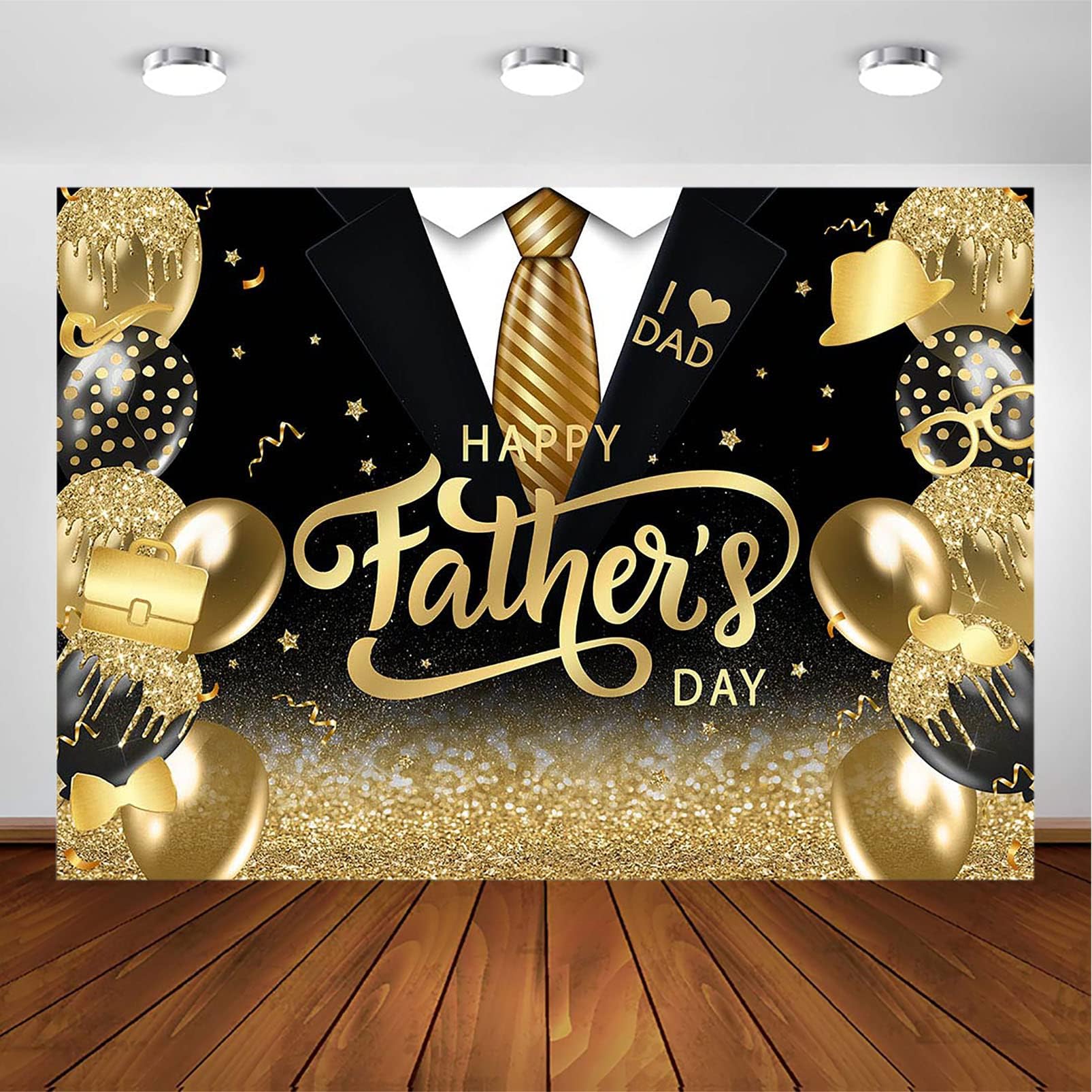 Amazon.com : Happy Father's Day Backdrop Banner Blue Necktie Party ...