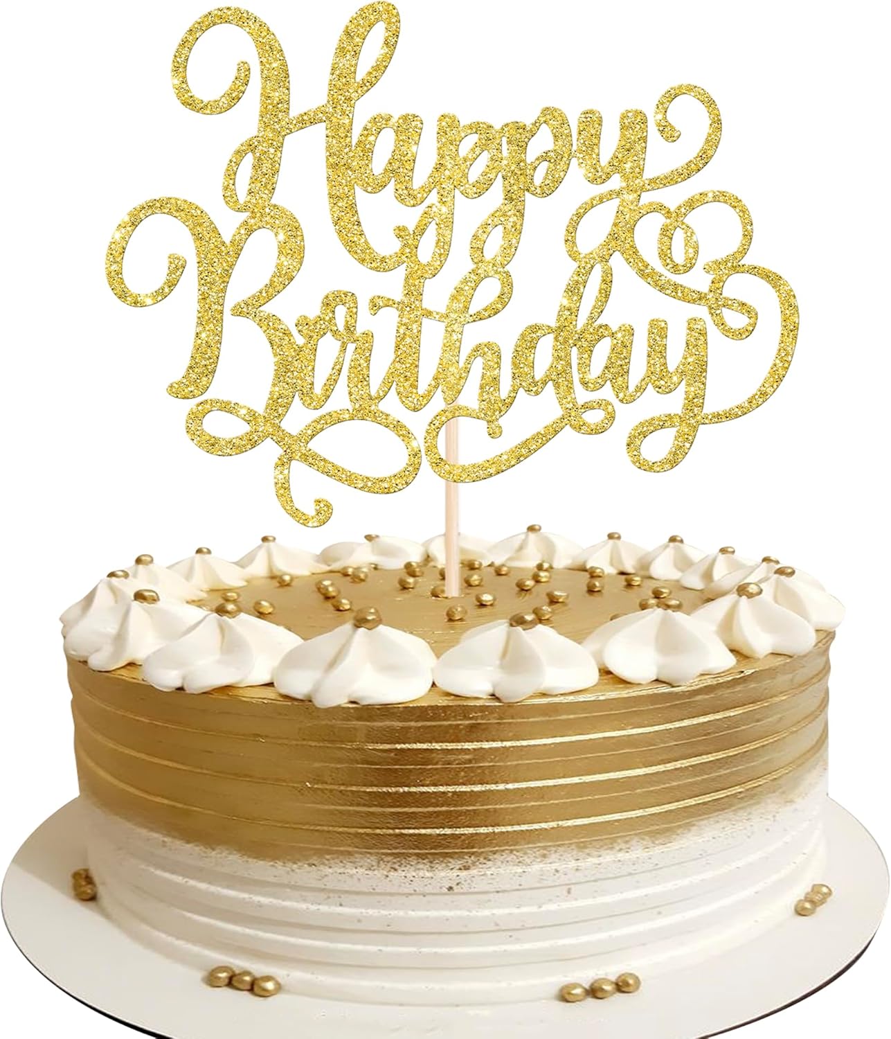 Amazon.com: 1 Pack Happy Birthday Cake Topper Glitter Celebrating Happy ...