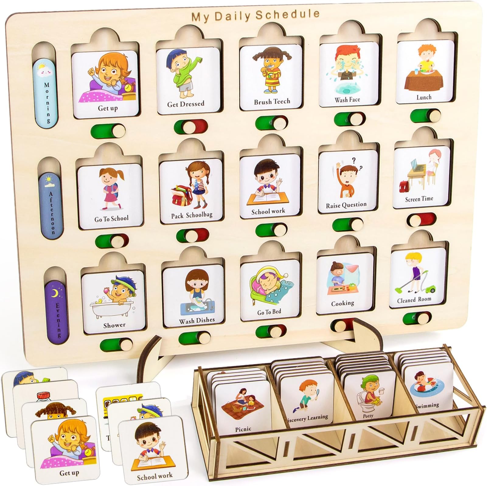 Amazon.com: TEUVO Visual Schedule for Kids 3 4 5 6 Years Old, Chores ...