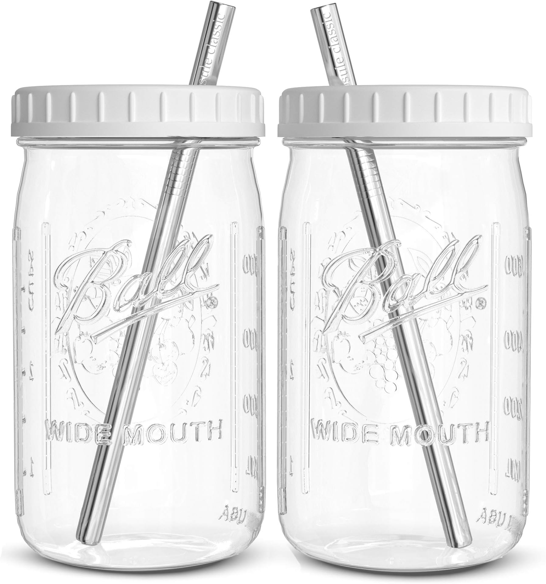 Amazon.com: Reusable Boba Glass Cups With Lids and Straws - (2 Pack ...
