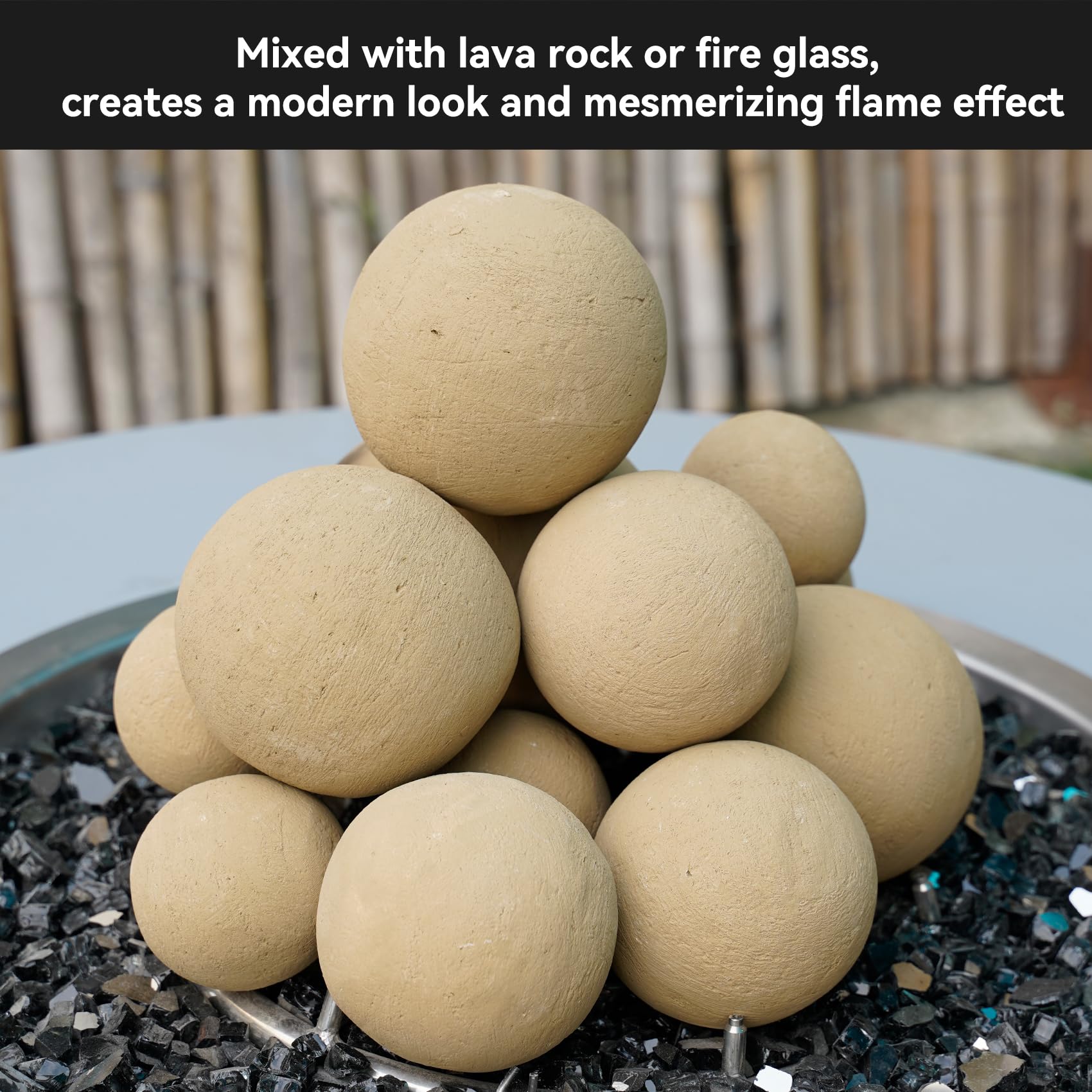 Snapklik.com : 3" Ceramic Fire Pit Balls, Set Of 15 Round Beige Fire ...