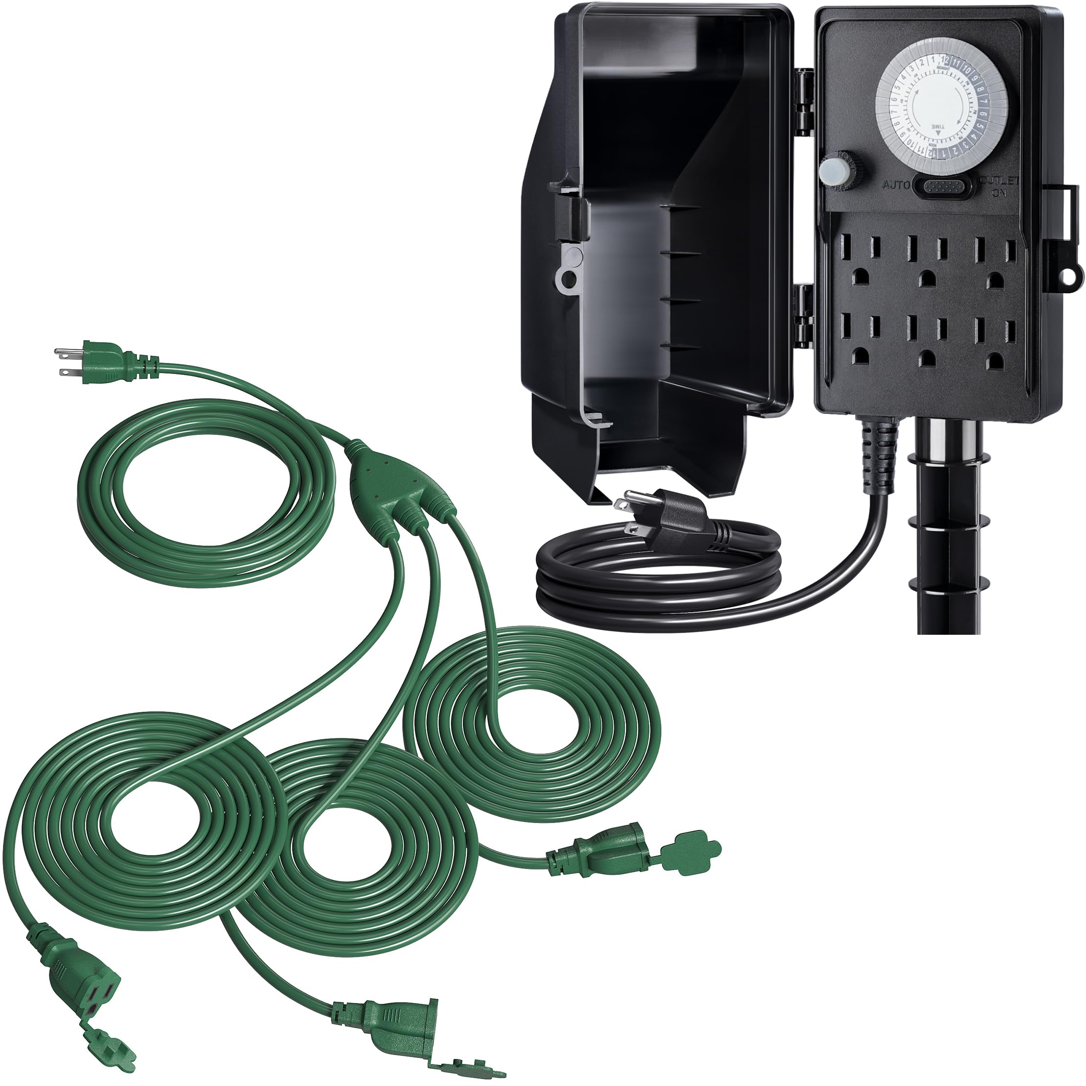 SURAIELEC 24-Hour Mechanical Light Timer Power Stake Light Timer and 45 ...