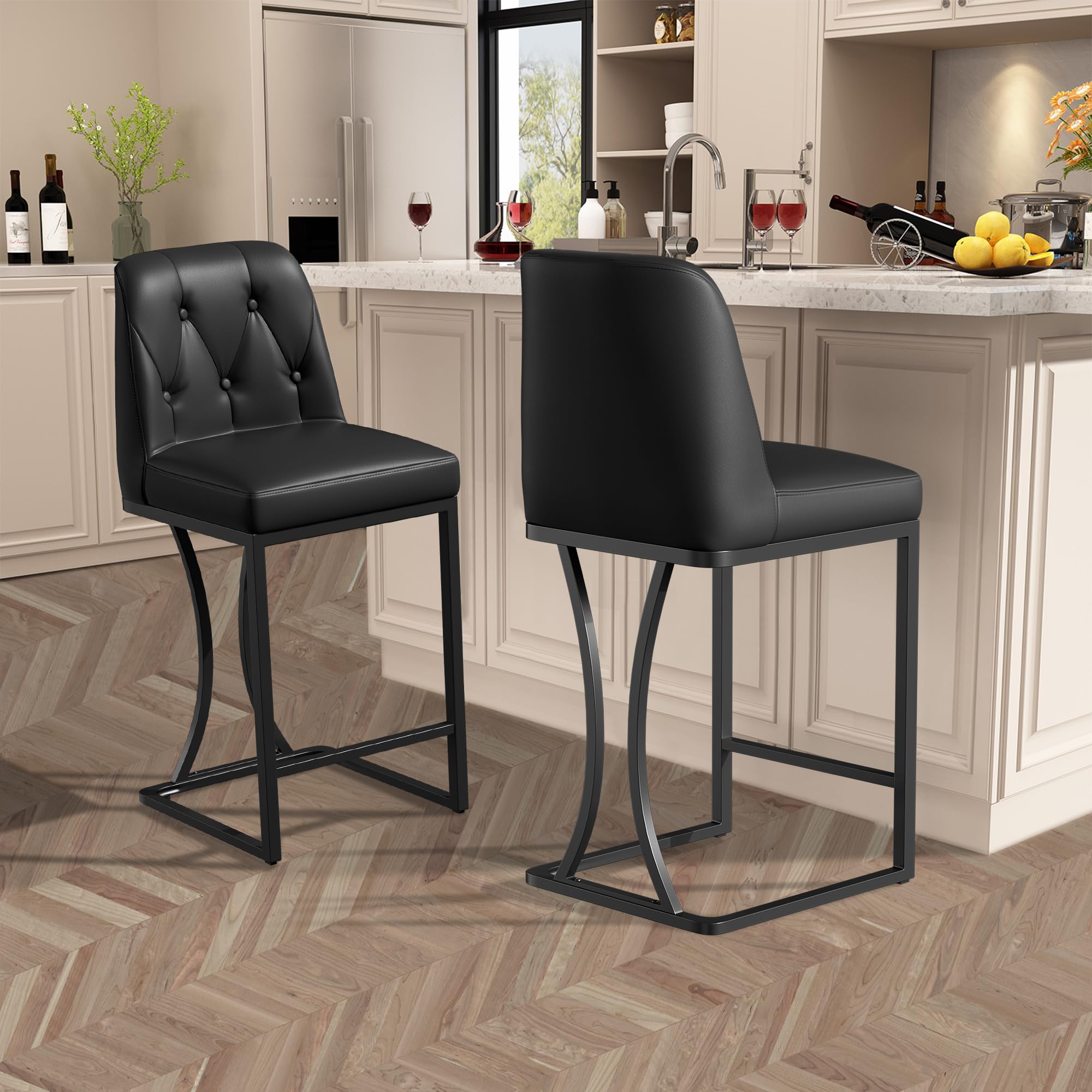 Amazon.com: Ollega Black Counter Height Bar Stools Set of 2, 24 inch ...