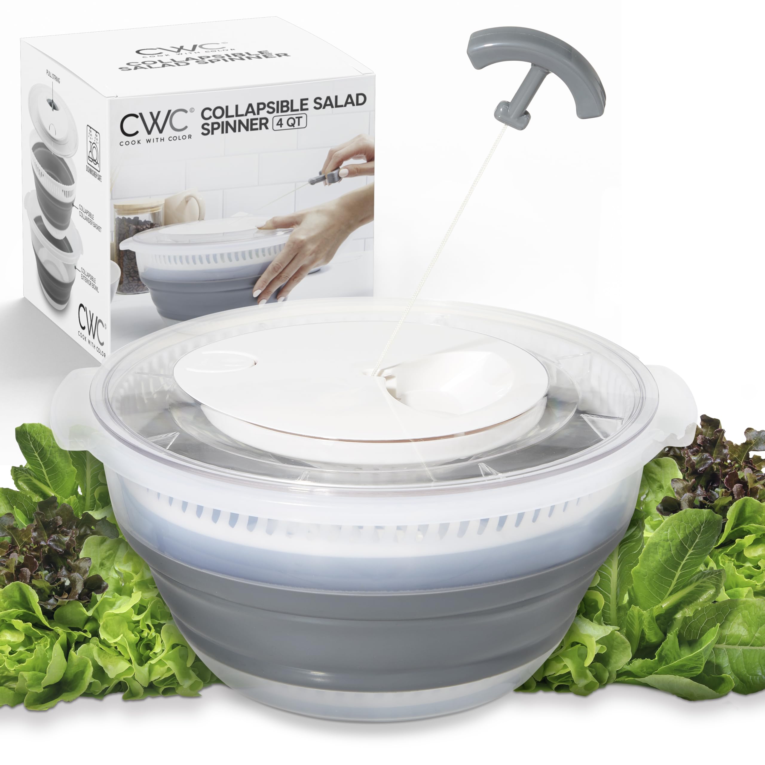 Amazon.com: COOK WITH COLOR Collapsible Salad Spinner - 4 QT Space ...