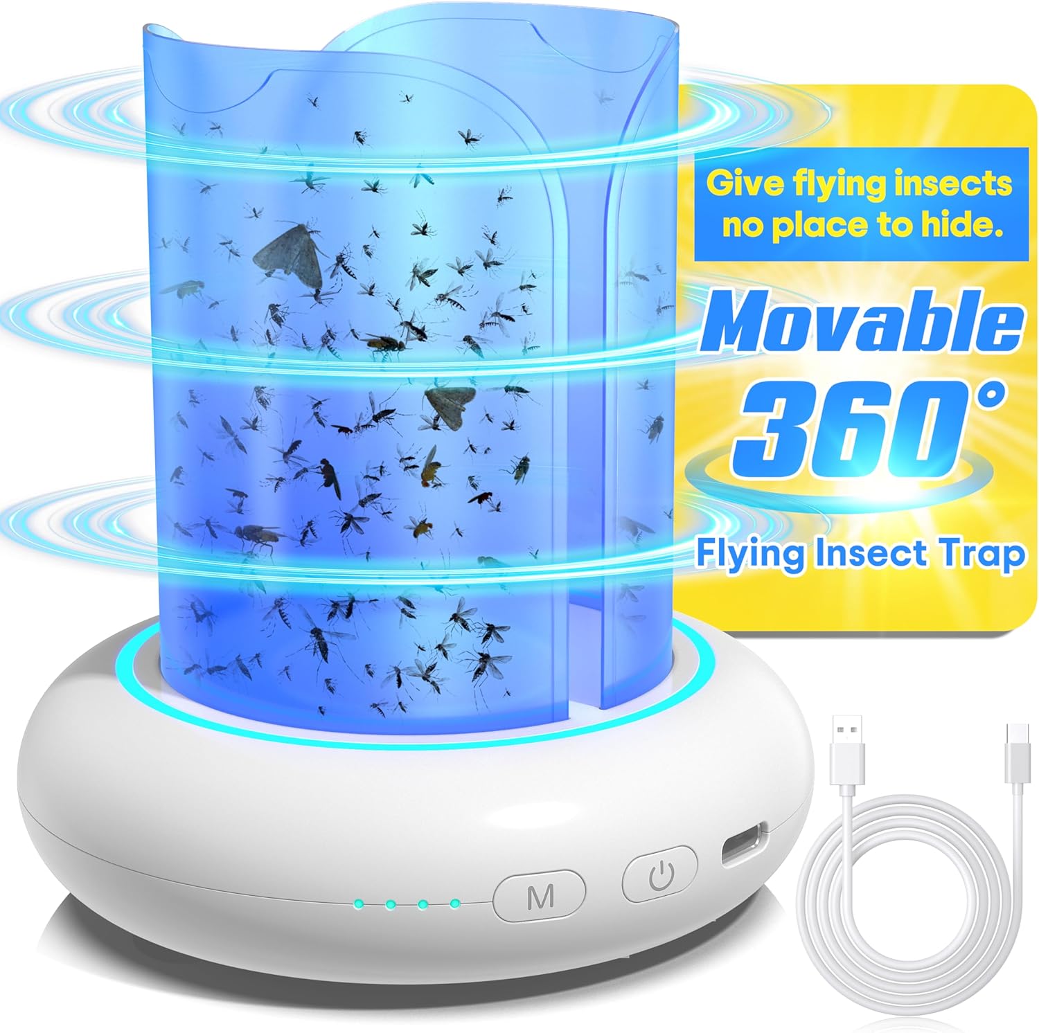 Amazon.com : CAMFEAST Indoor Fly Trap, 360° Flying Insect Trap with 60h ...