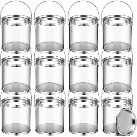 Amazon.com: 12 Pack Paint Cans Plastic Paint Cans Clear Small Empty ...