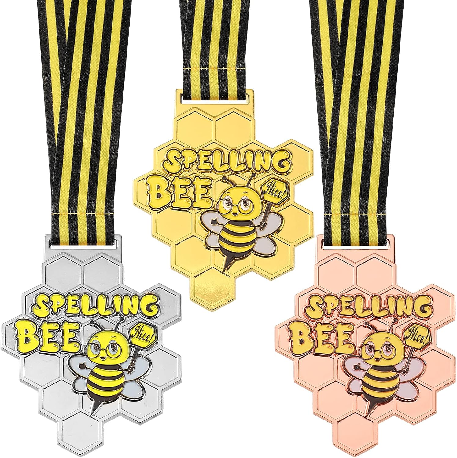 3 Pcs Spelling Bee Honeycomb Medal Gold Silver Philippines | Ubuy