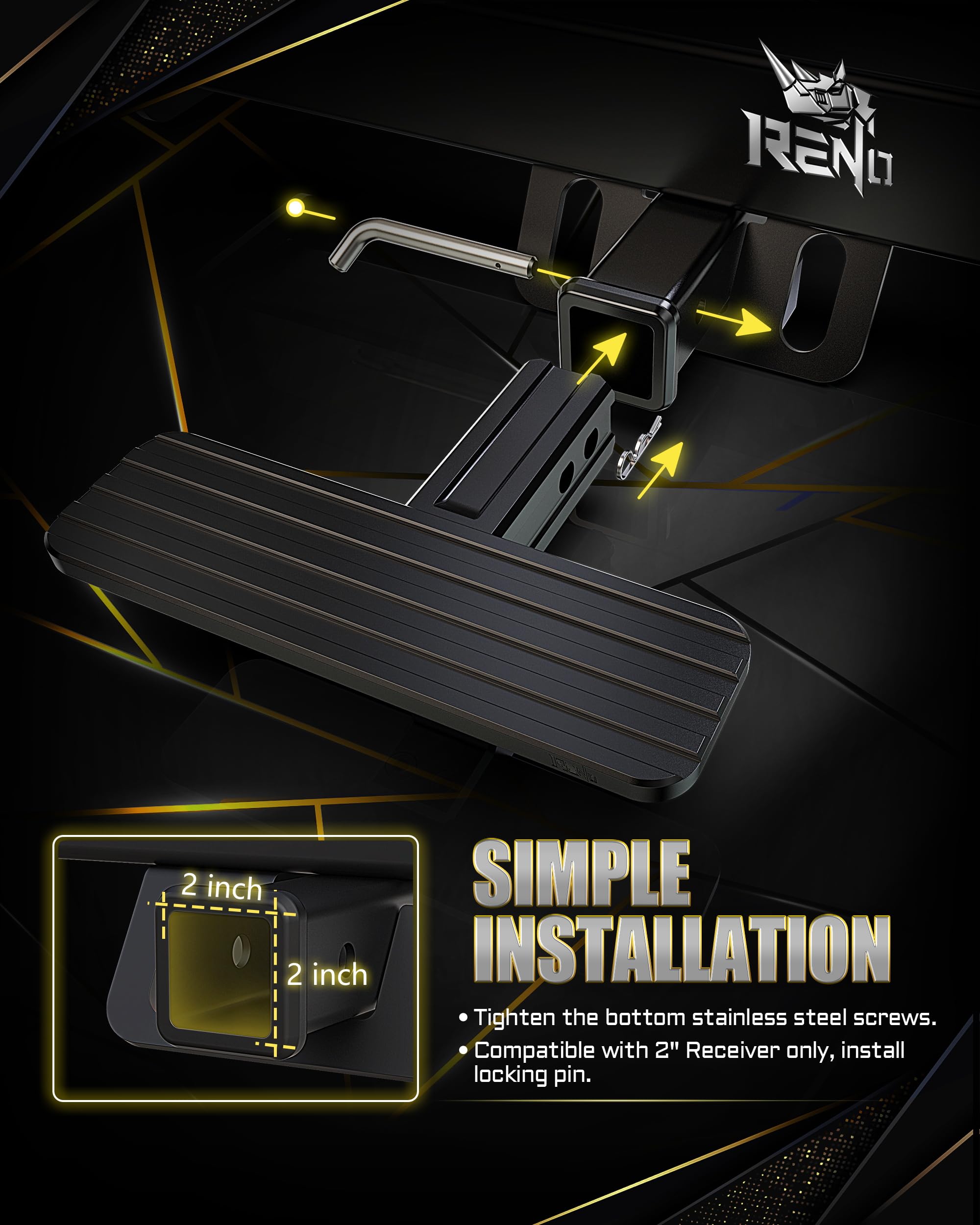 Snapklik.com : RENO Hitch Step, Rear Bumper Guard Protector Compatible