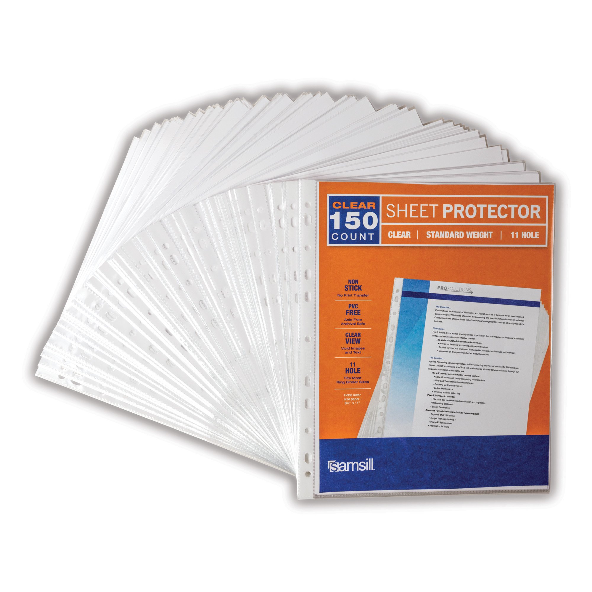 Buy Samsill Standard Weight 11 Hole Clear Sheet Protectors / Free ...