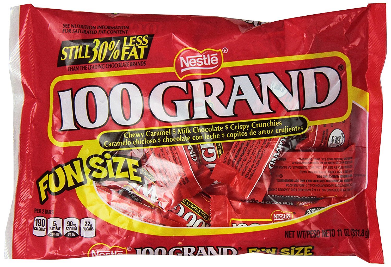Amazon.com : 100 Grand Chocolate Bar Fun Size, 11 Ounce : Candy And ...