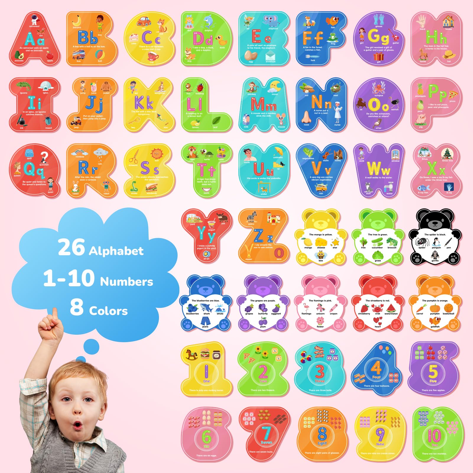 Snapklik.com : 44 Pack Dry Erase Alphabet And Number Flash Cards, Write ...
