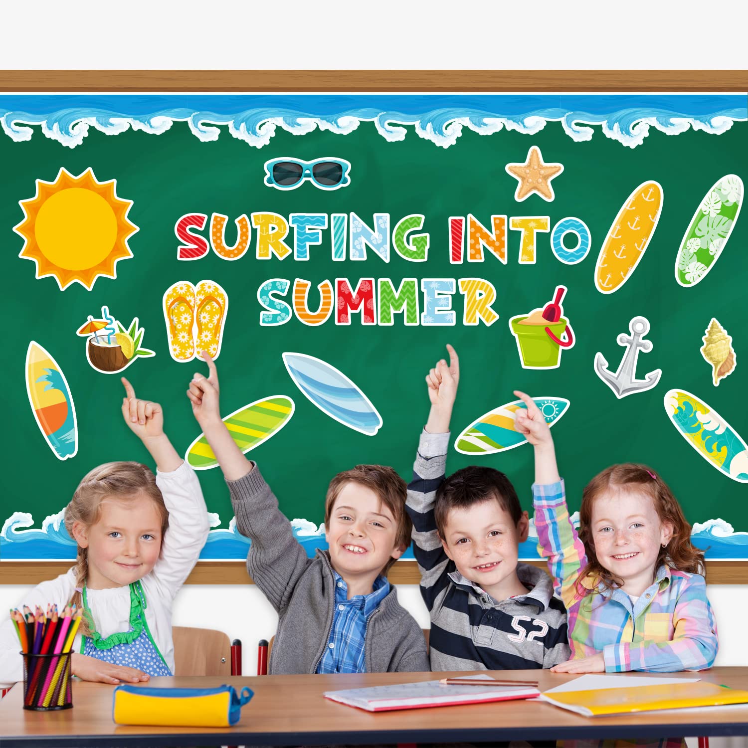 Snapklik.com : 110Pcs Summer Surfboard Surfing Bulletin Board Cutouts ...