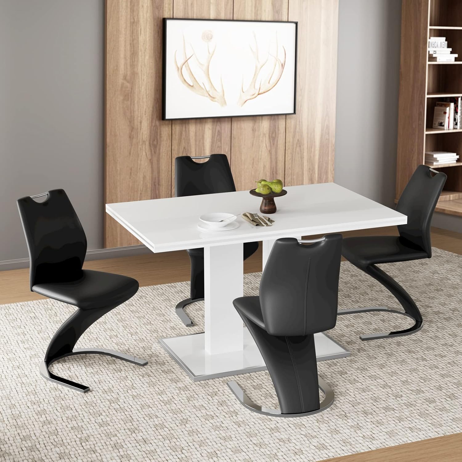 Amazon.com - HIPIHOM Modern 47'' Kitchen Dining Table and Chairs for 4 ...