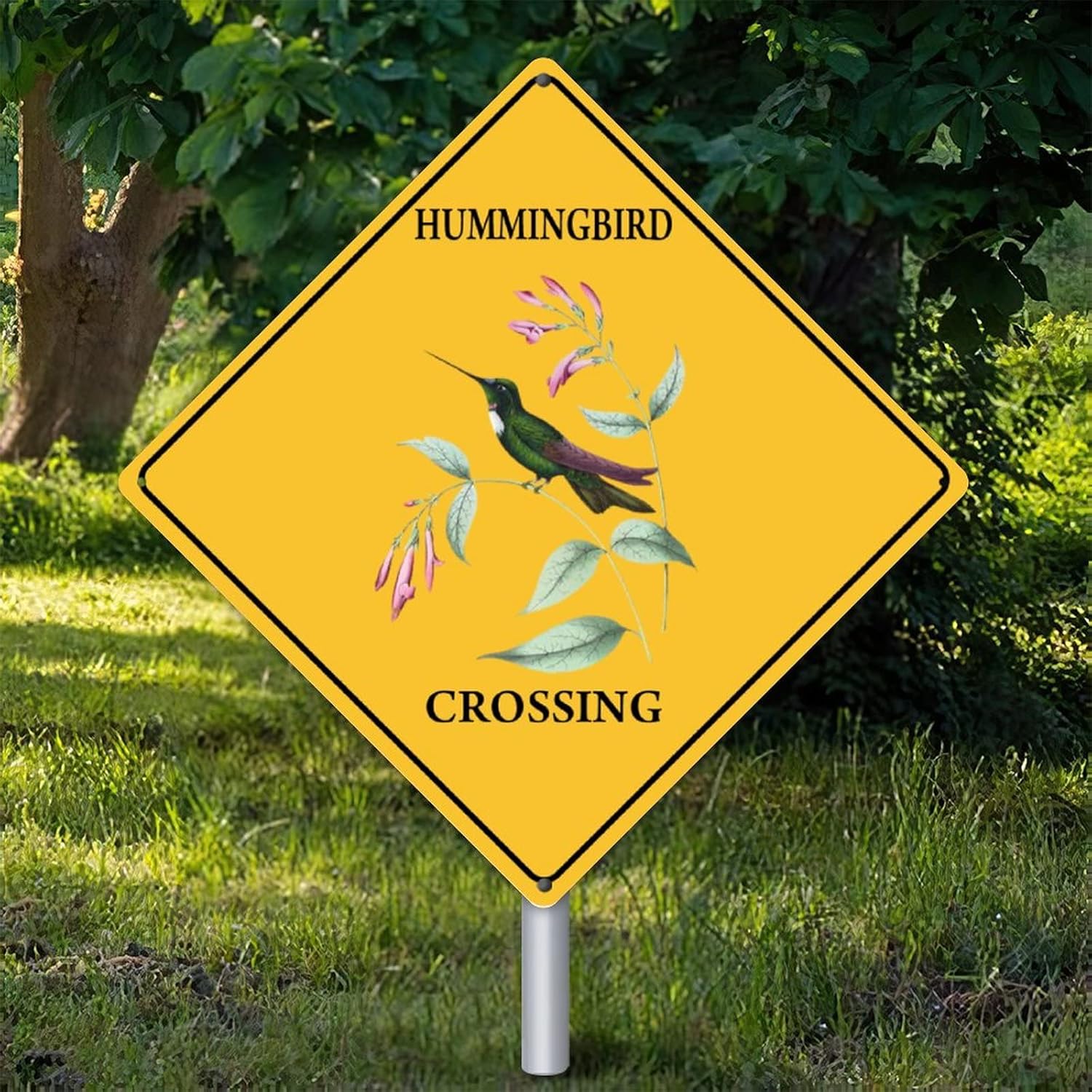 Amazon.com : Hummingbird Crossing Wall Art Decor Metal Sign Warning ...