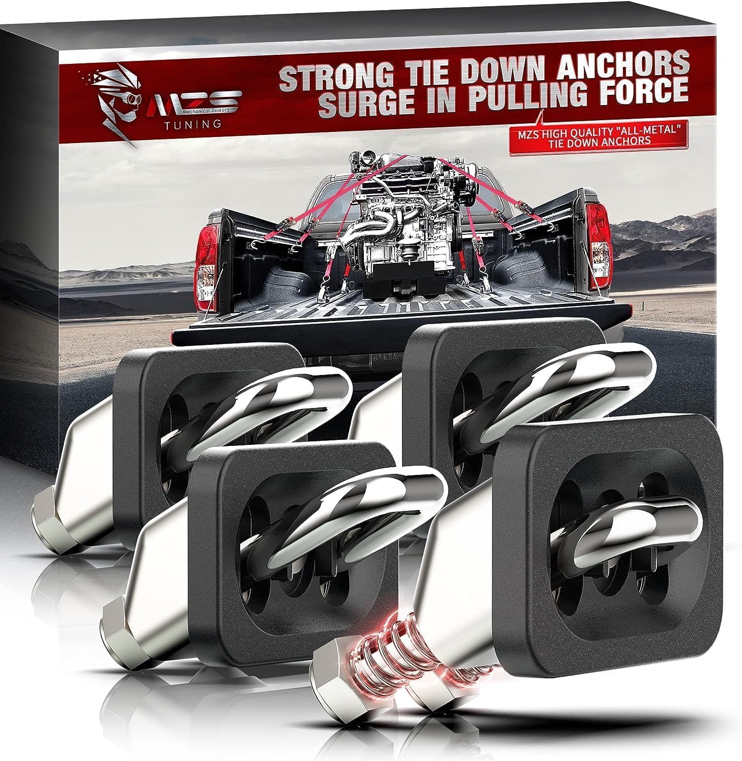 Amazon.com: MZS Tie Down Anchors, All Metal Retractable D-Ring ...