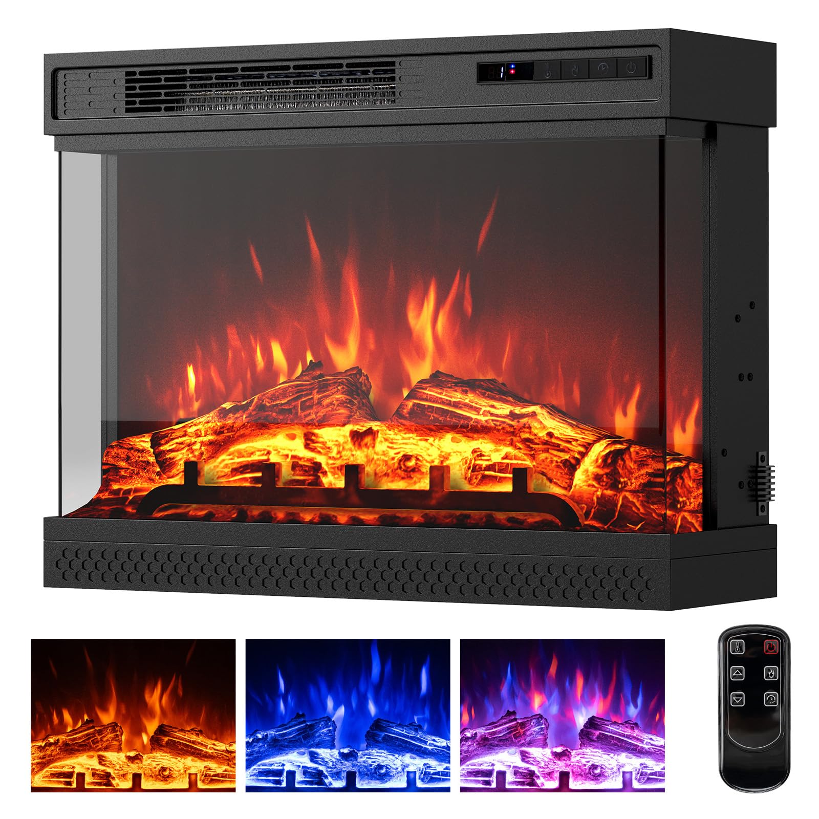 RELAX4LIFE 24’’ Recessed 3-Sided Electric Fireplace - 750W/1500W ...