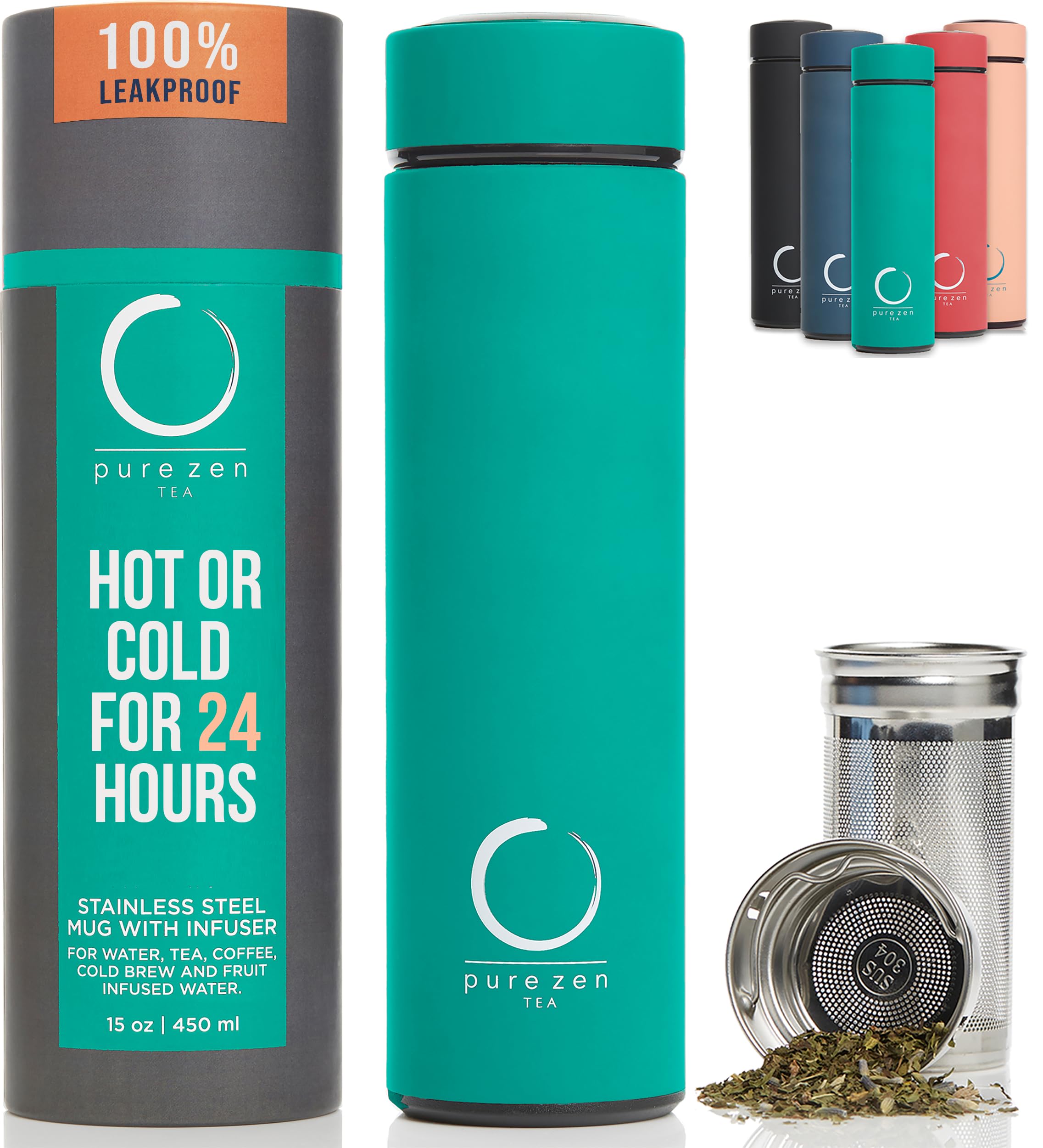 Amazon.com: Pure Zen Tea Thermos with Infuser for Hot and Cold ...