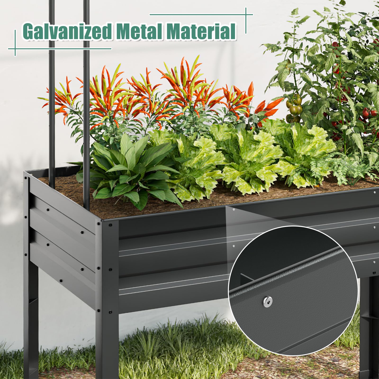 Snapklik.com : Happygrill Raised Garden Bed w/Cover & Legs, Elevated ...