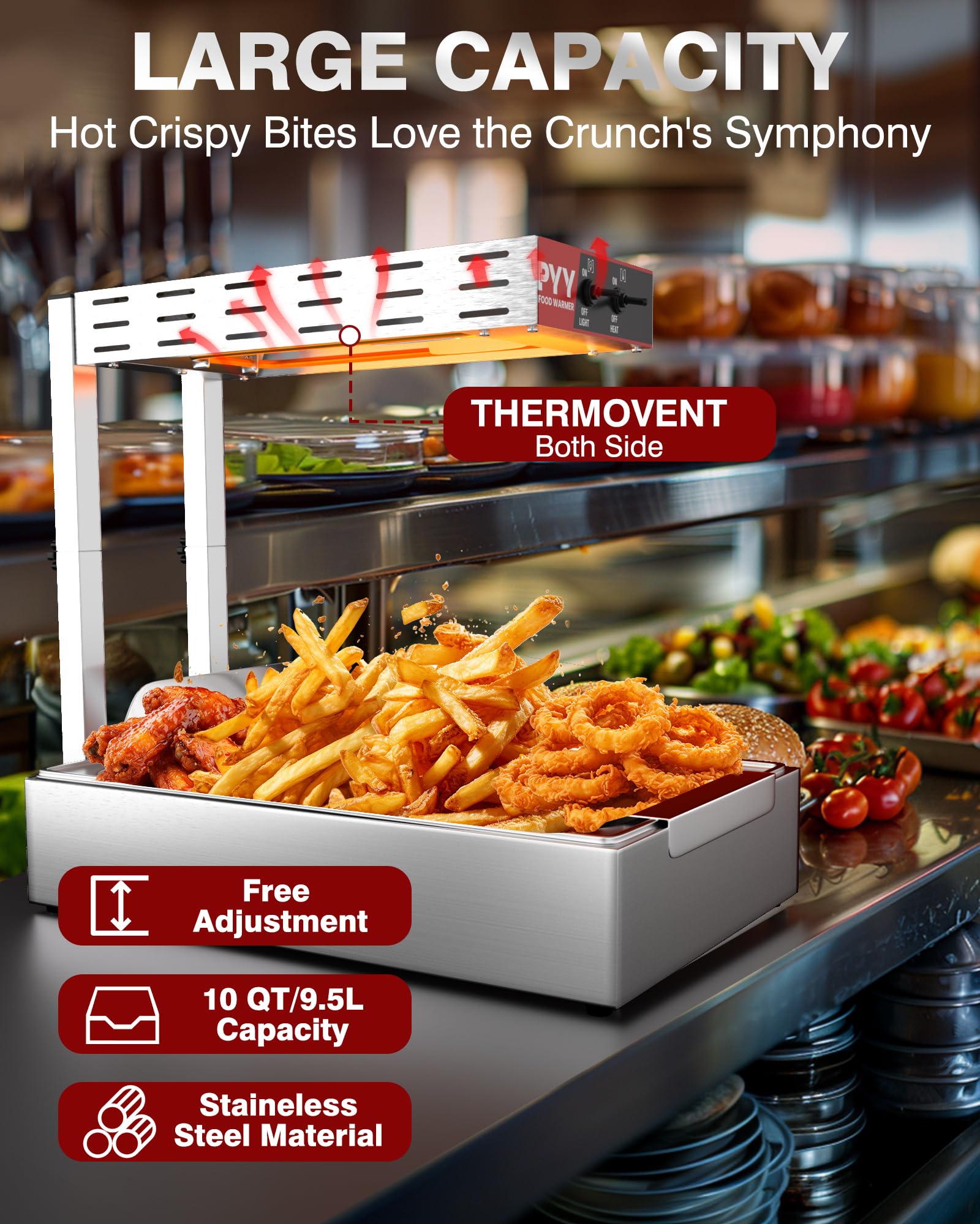 Snapklik.com : French Fry Warmer - Upgrade Commercial Food Heat Lamp ...