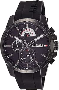 Tommy Hilfiger Multi Zifferblatt Quarz Uhr für Herren mit Schwarzes ...