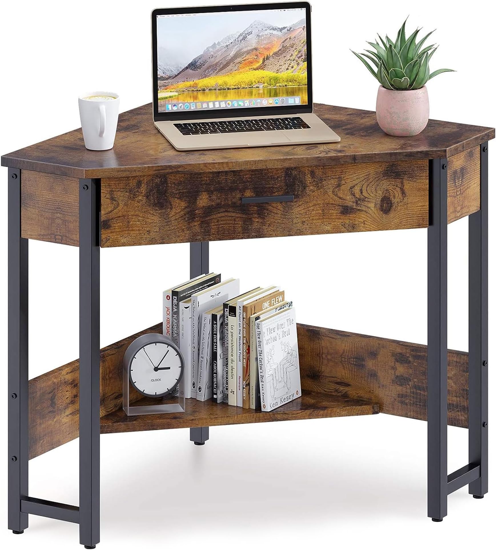 Amazon.com: Giantex Corner Desk with Charging Station, 90 Degree ...