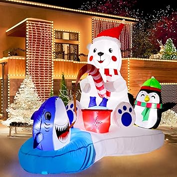 GUDELAK 6 Ft Christmas Inflatables Outdoor Decorations, LED Light Up ...