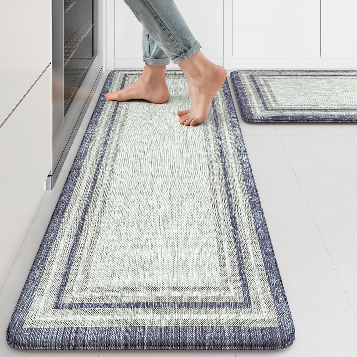KIMODE Anti Fatigue Kitchen Mat 2PCS,Non-Skid Waterproof Kitchen Rugs ...