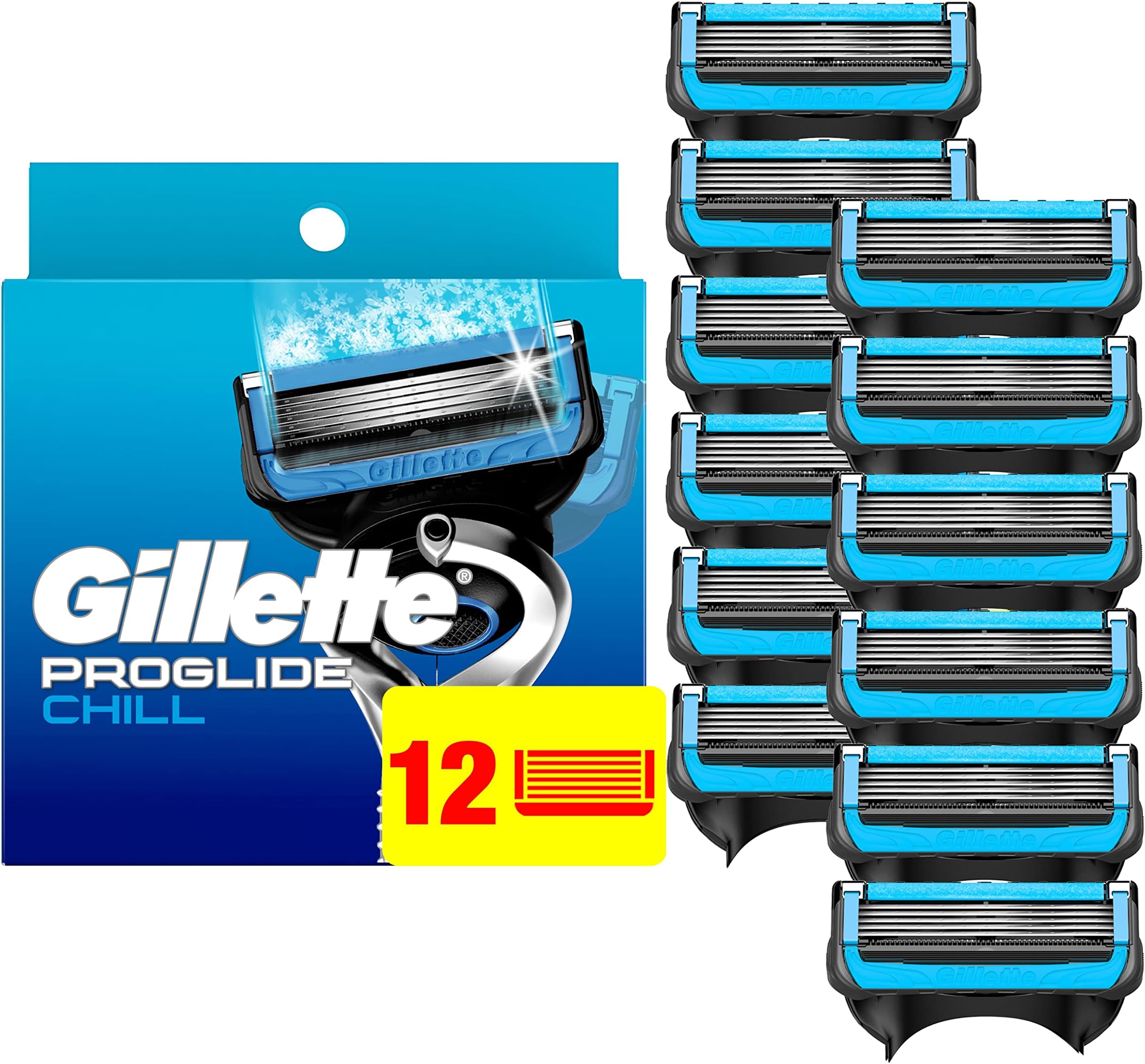 Amazon.com: Gillette ProGlide Chill Mens Razor Blade Refills, Cooling ...