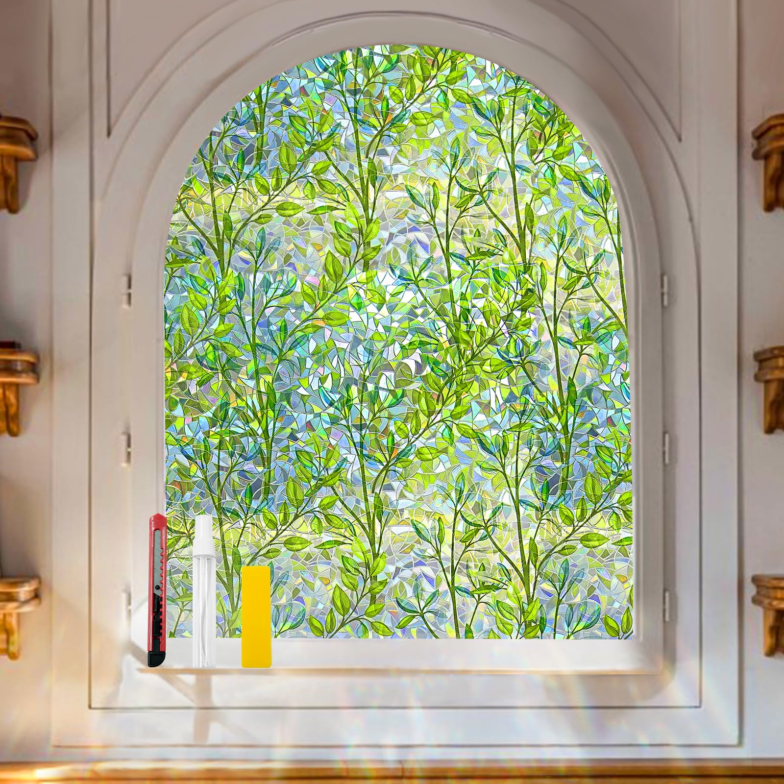 Amazon.com: Window Privacy Film Stain Glass Window Film Rainbow Window ...