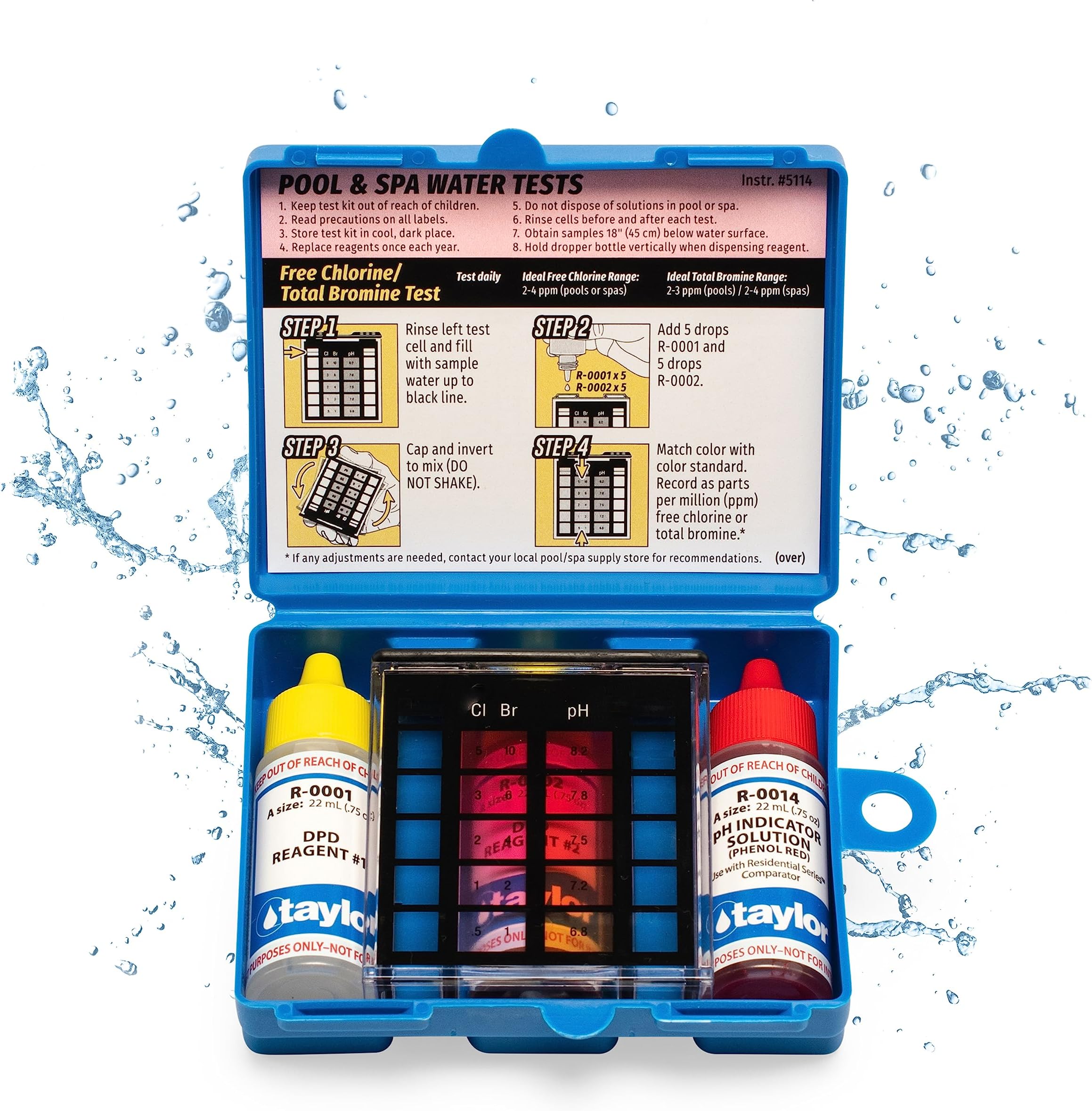 Amazon.com : Taylor Technologies K-1001CLAM Basic Residential DPD Pool ...