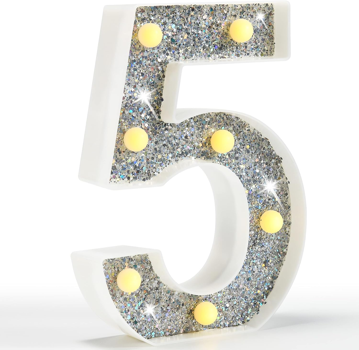 Amazon.com: Pooqla Marquee Numbers Lights, light up Silver Numbers ...