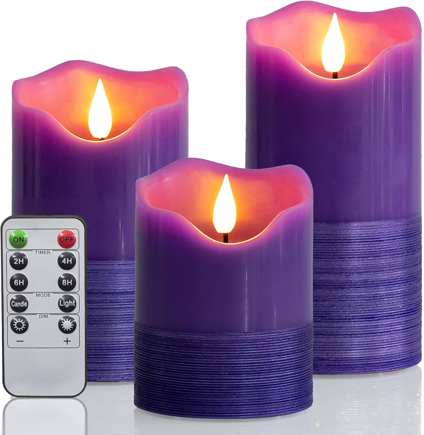 Amazon.com: HN HAIINAA Purple Flameless Candles Battery Operated ...