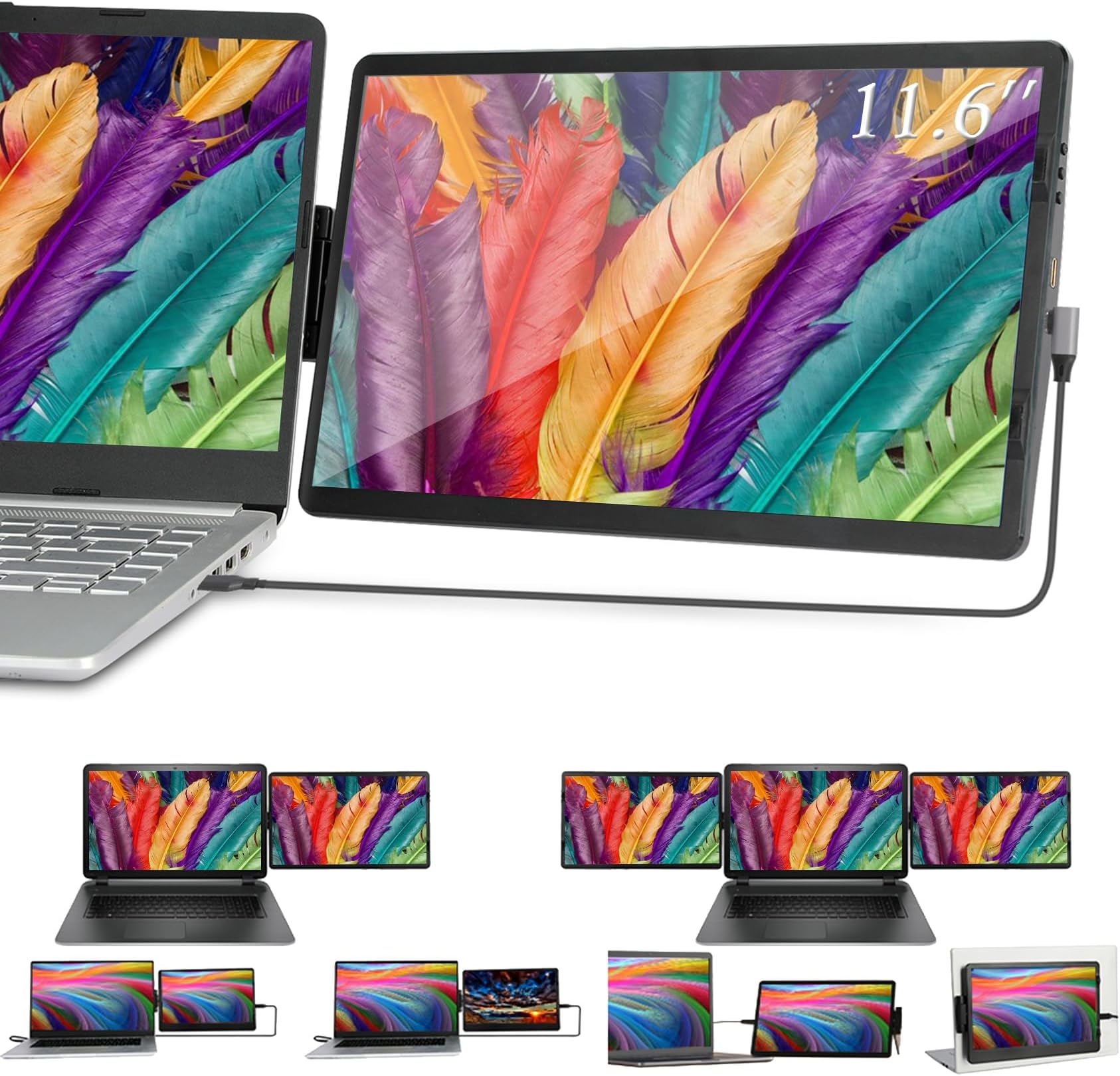 【armazém brasil】Extensor de tela de laptop, monitor de computador portátil de 11,6 polegadas ...