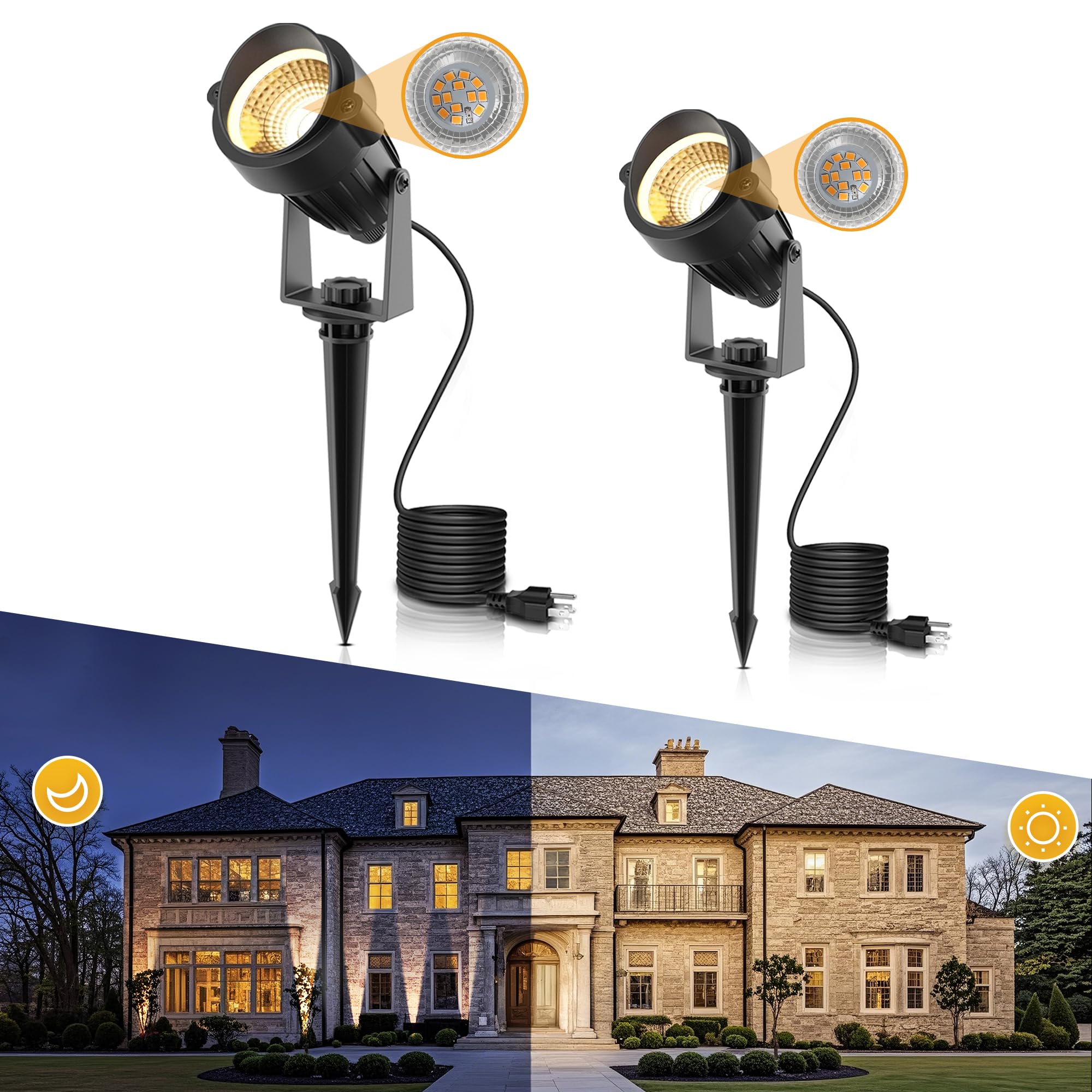 LOHAS Landscape Spot Lights Outdoor, 10W Dusk to Dawn Sensor LED ...