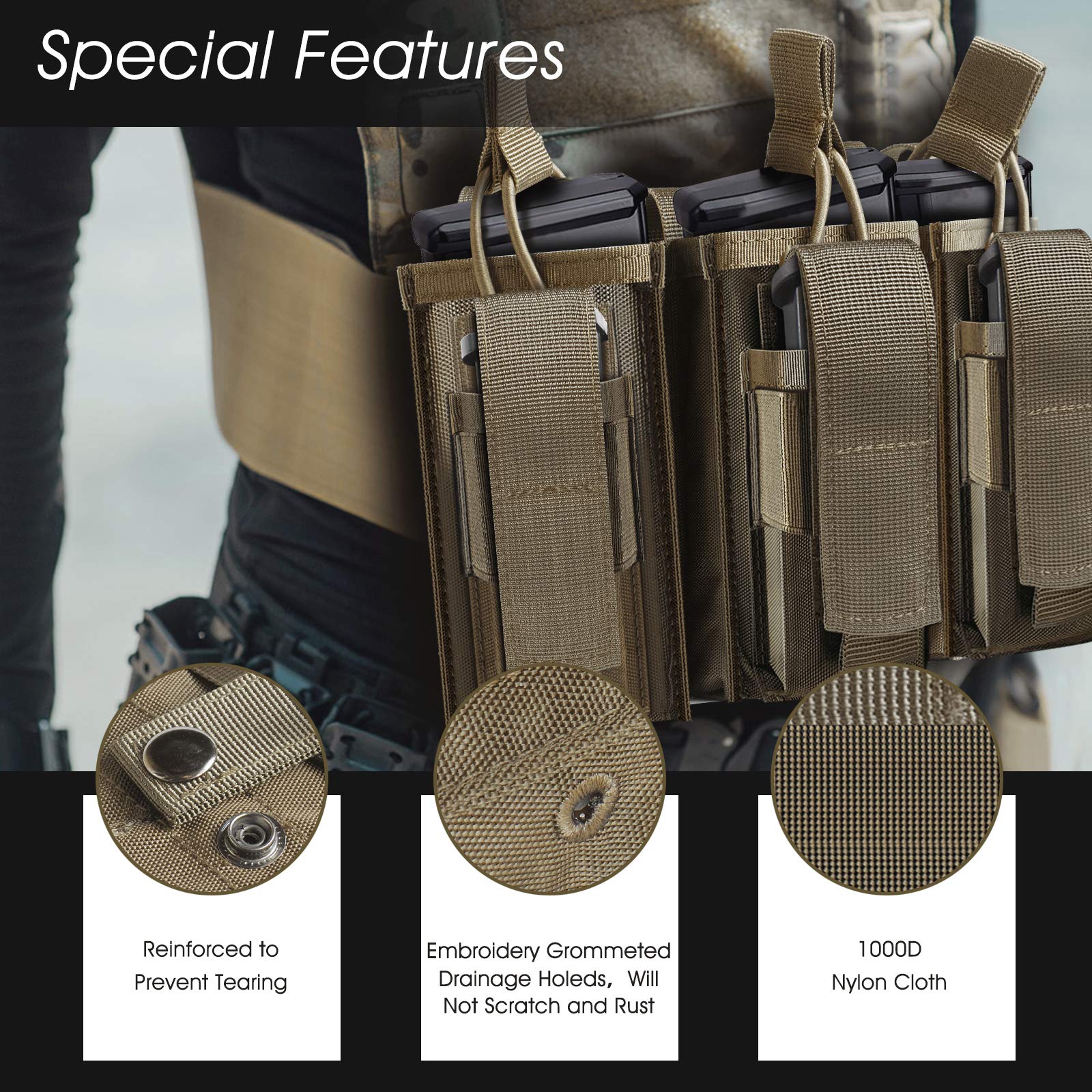 Snapklik.com : Tactical Molle Mag Pouch, Open-Top Molle Double/Triple ...