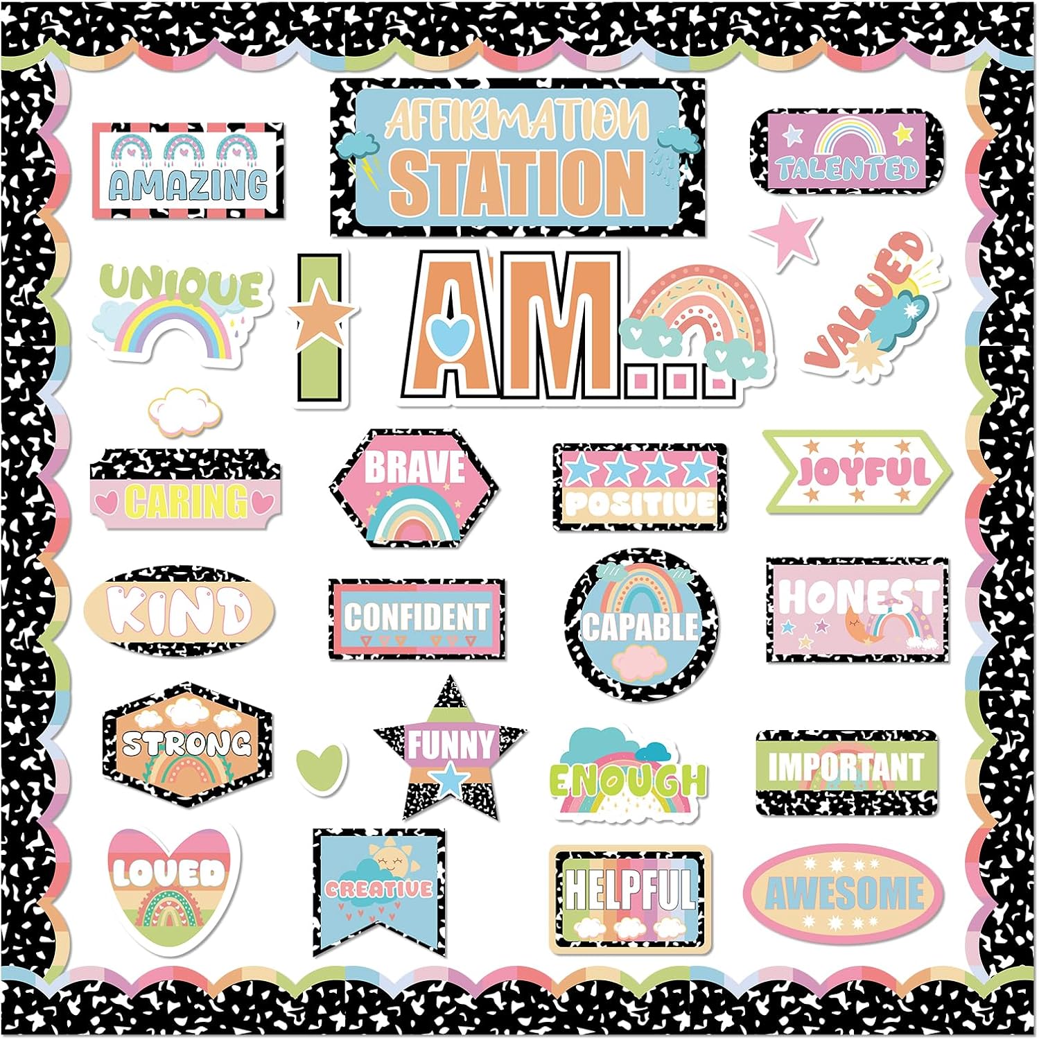 Amazon.com: 39Pcs Composition Affirmation Station Bulletin Board Set ...