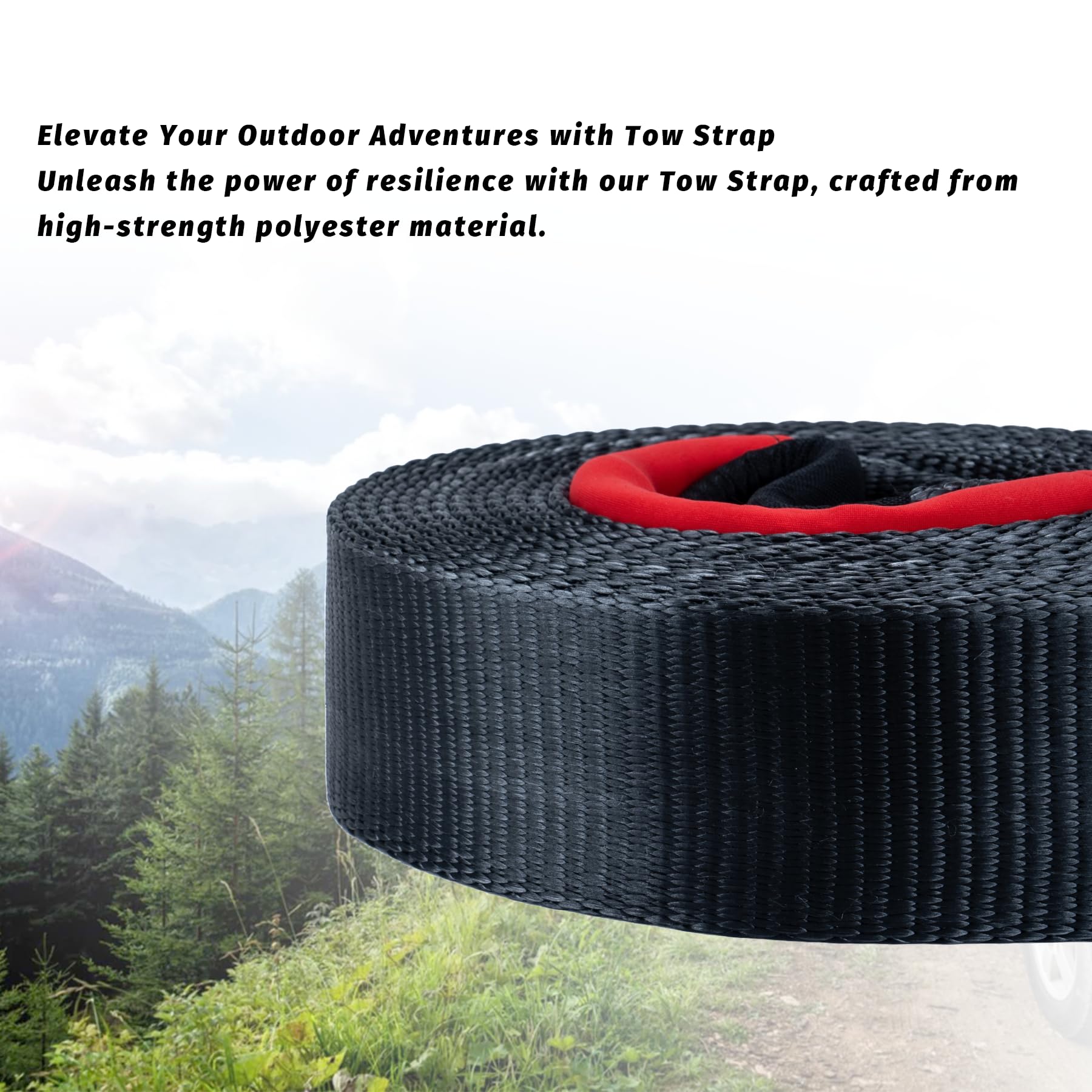 Snapklik.com : 3x30ft Tow Strap Set,3 Inch Red Recovery Towing Strap ...