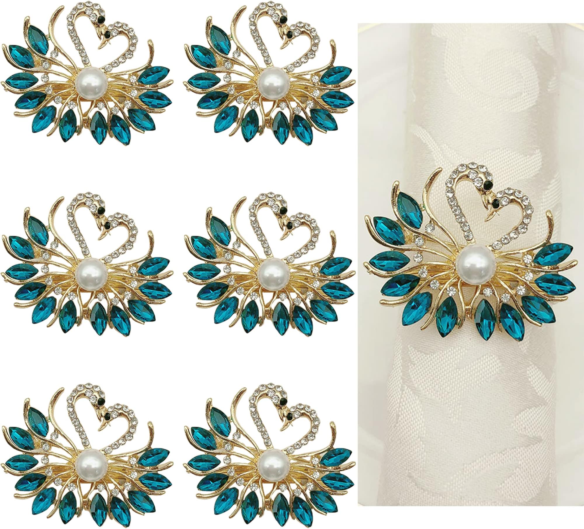 Amazon.com: Joyindecor Crystal Napkin Rings Set of 6 - Heavy Duty ...