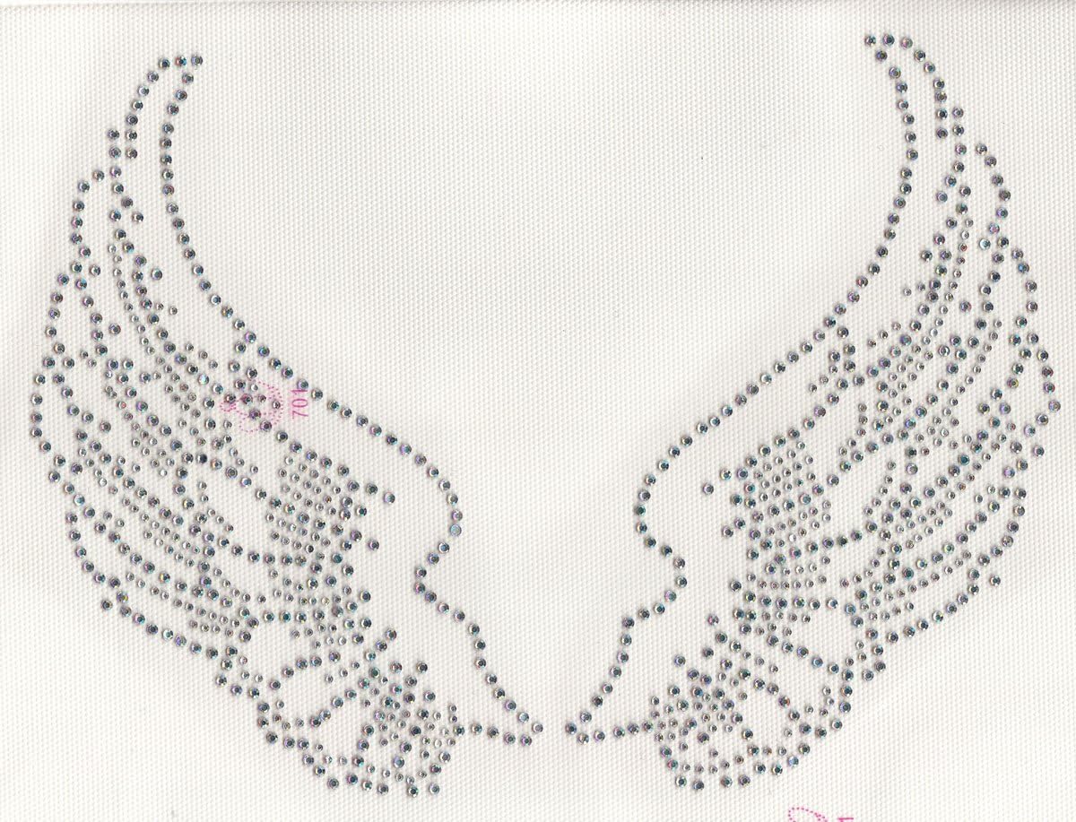 Amazon.com: Large Angel Wings Iron On Hot Fix Rhinestone Transfer - AB ...