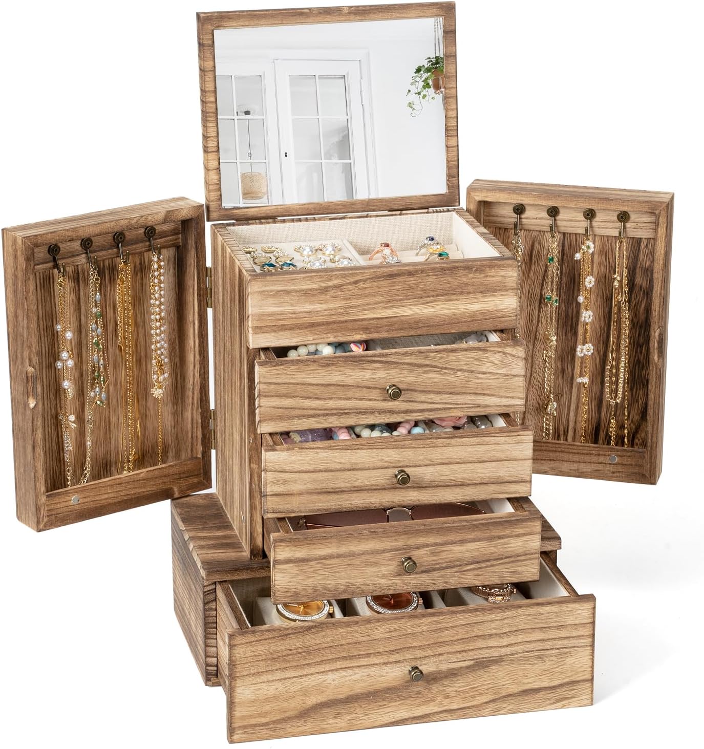 Amazon.com: Miratino Jewelry Box for Women, 5 Layer Jewelry Boxes Women ...