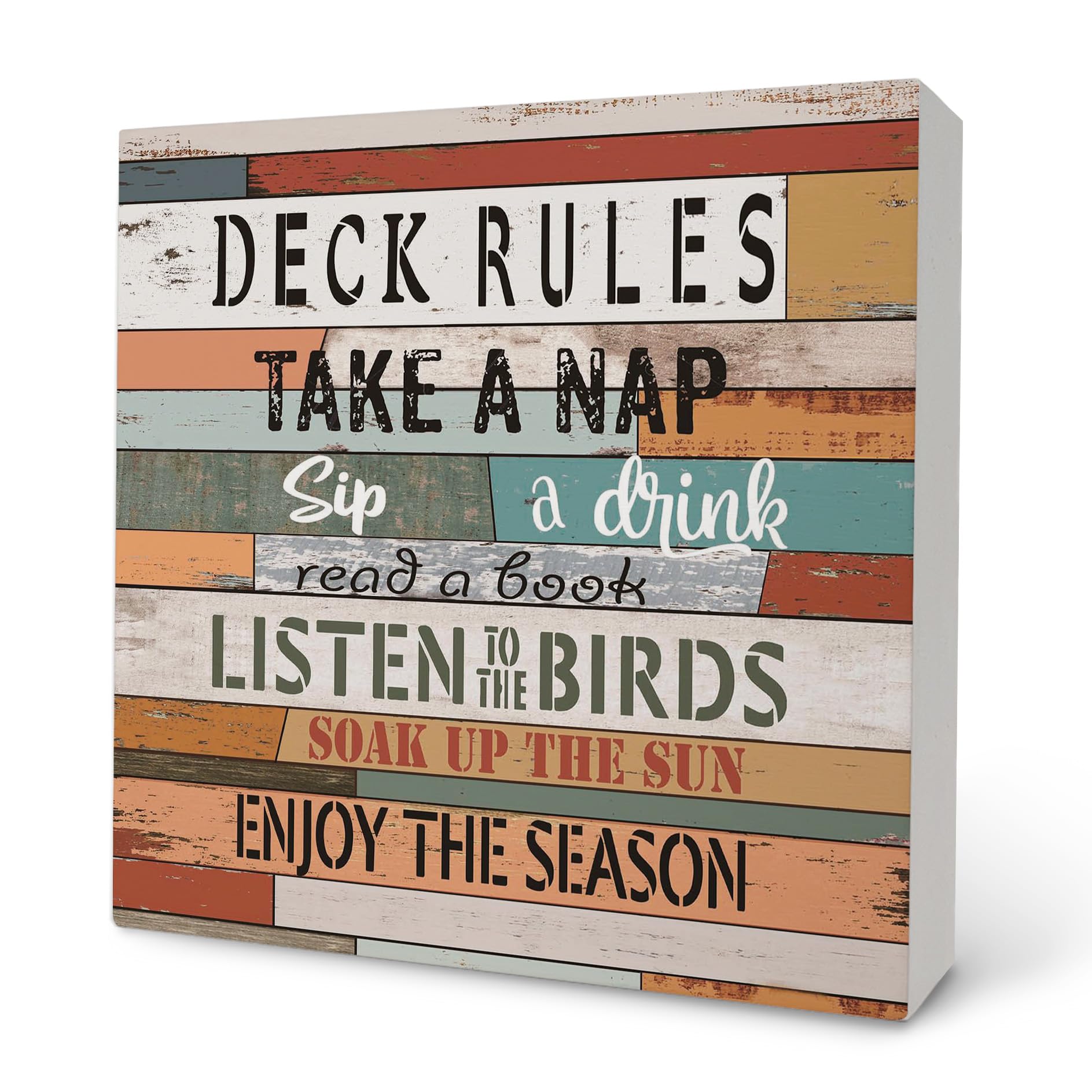 Amazon.com: Knibeo Deck Rules Box Sign - Deck Decor, Deck Wooden Box ...