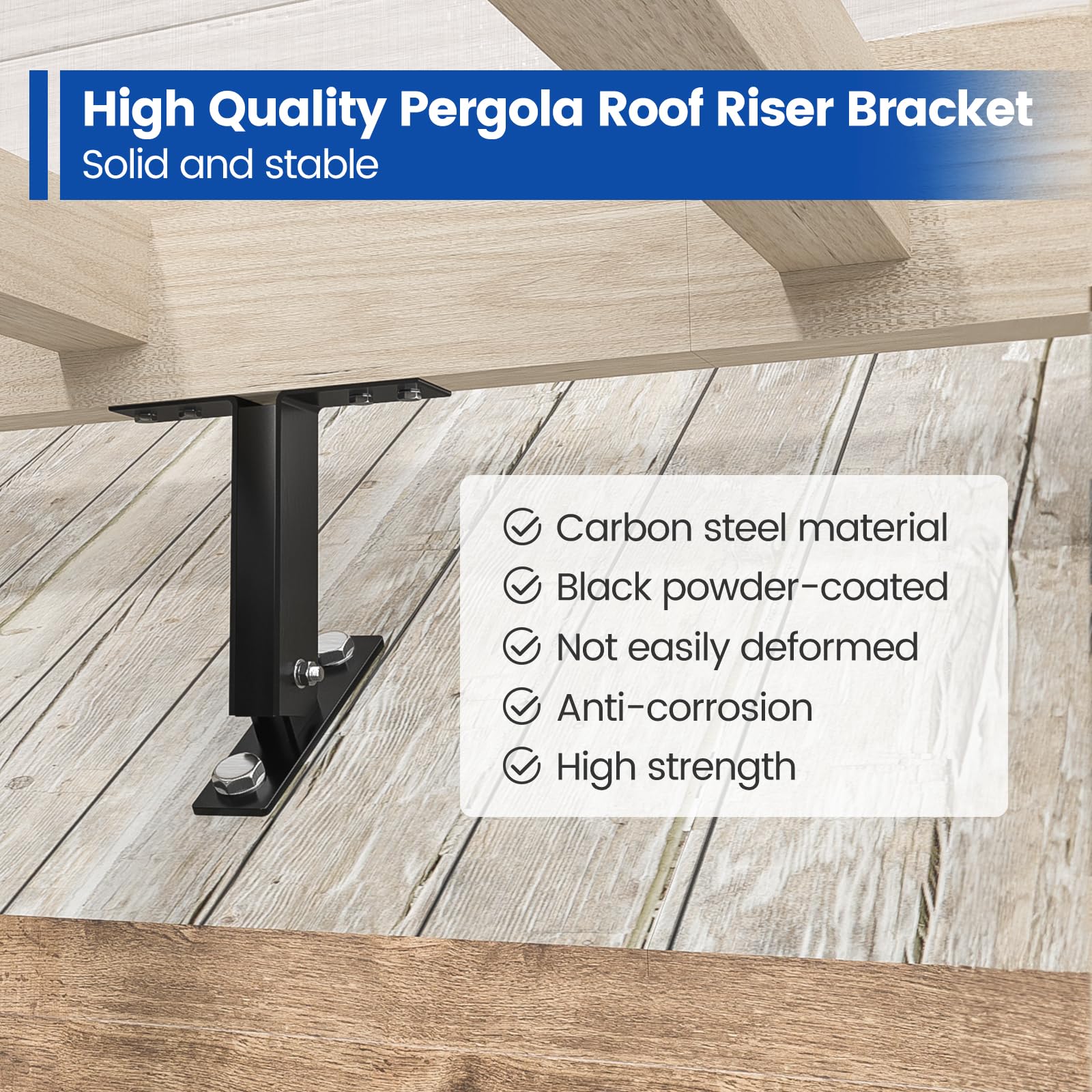Snapklik.com : 3Pack Pergola Roof Riser Bracket Kit Adjustable Angle ...