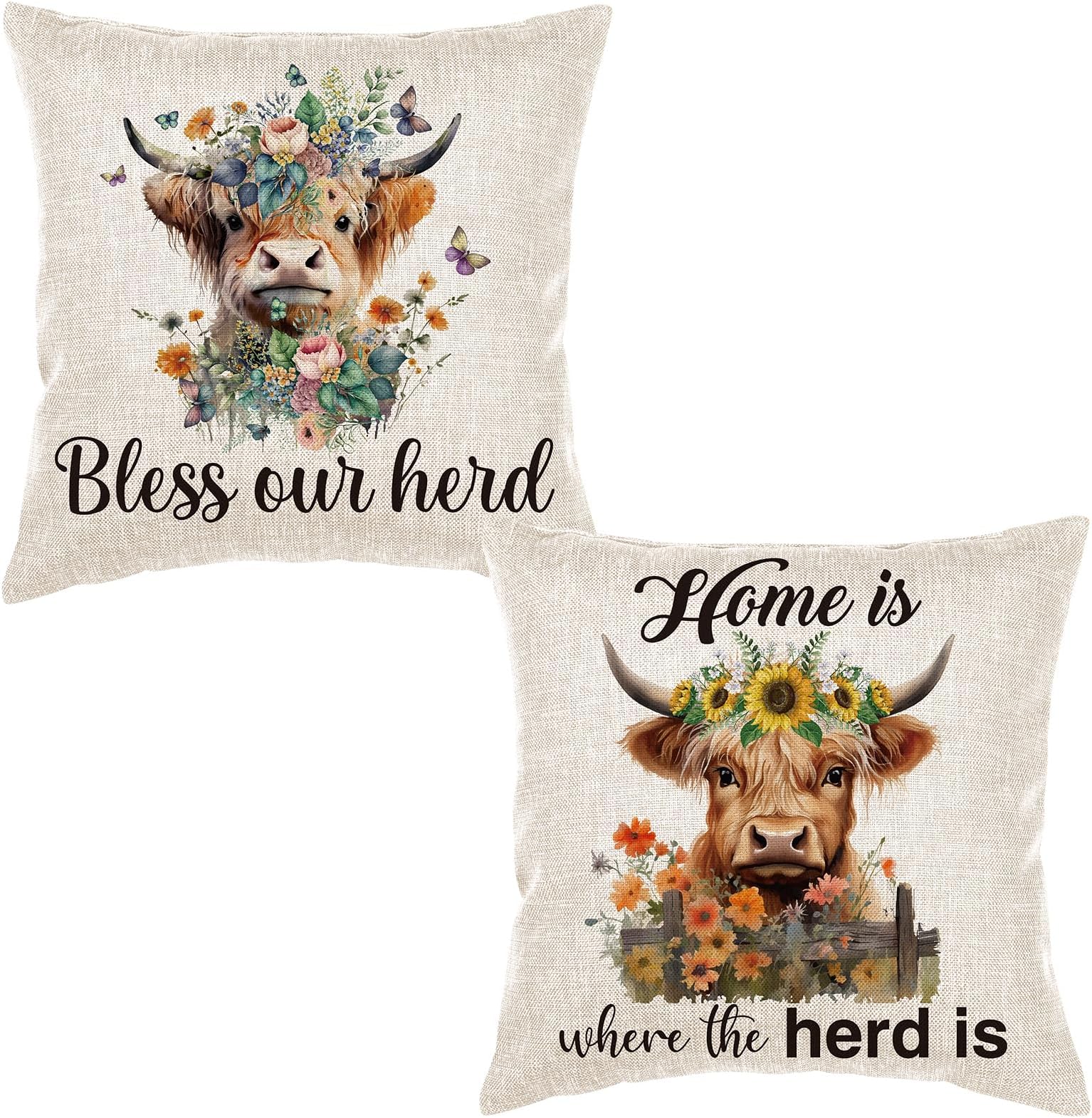 Amazon.com: Highland Cow Pillow Covers 18x18,Cow Pillows,Western Throw ...