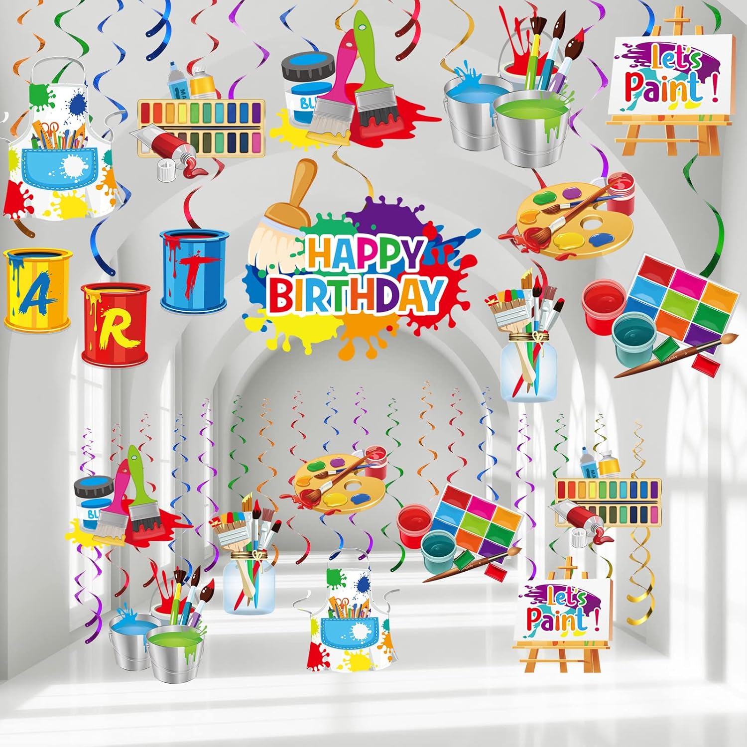 Amazon.com: 46 Pieces Art Painting Party Decoration, Art Birthday ...