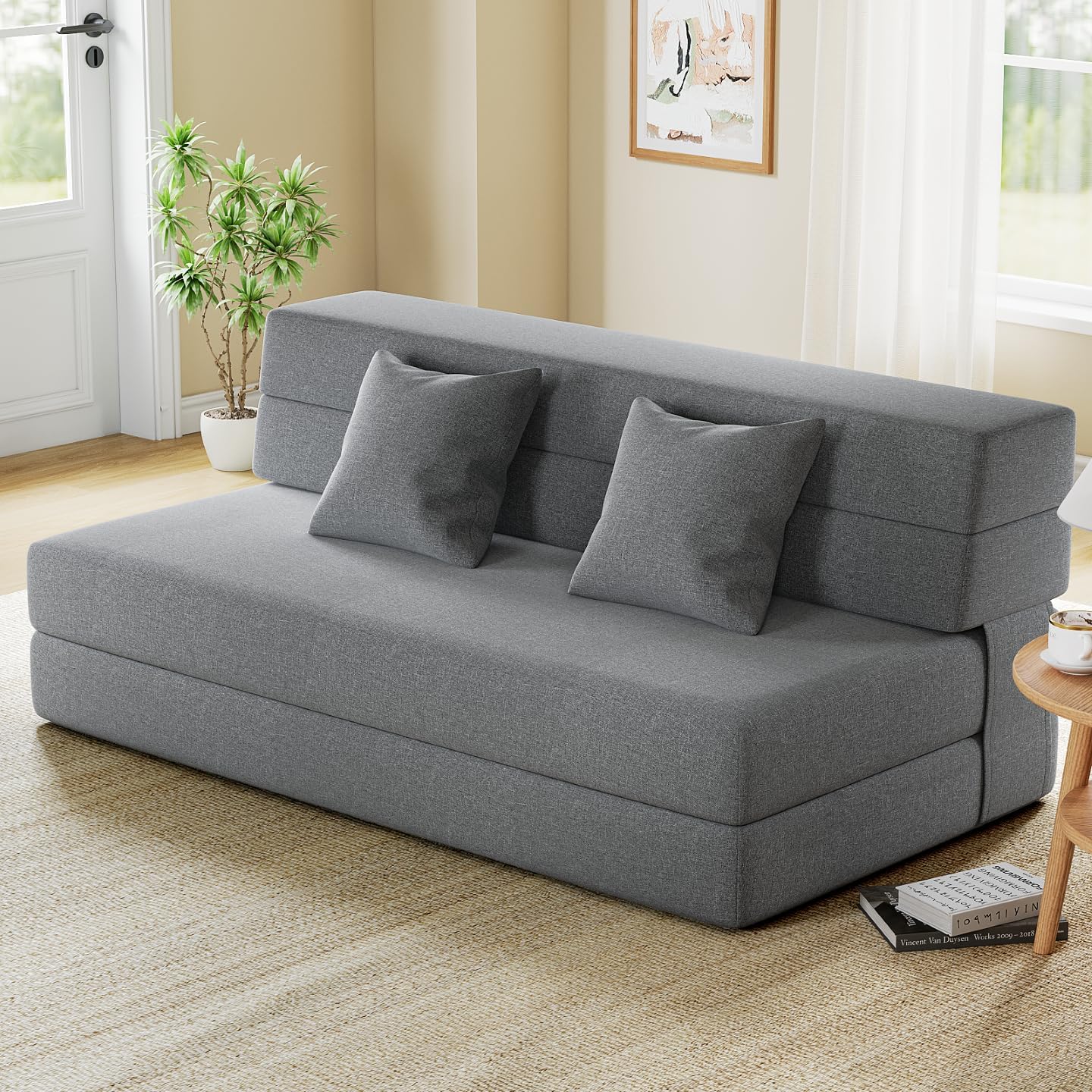 Amazon.com: IULULU Folding Sofa Bed, Convertible Sleeper Floor Couch ...